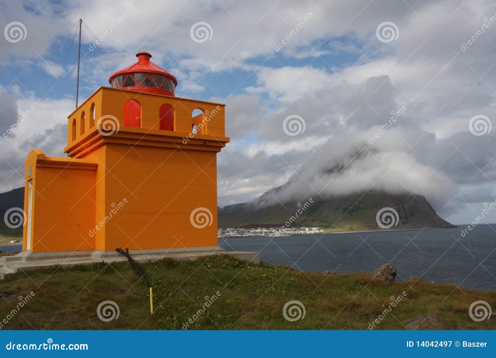 A Small Nice Orange Lighthouse Stock Image - Image of ocean, island ...