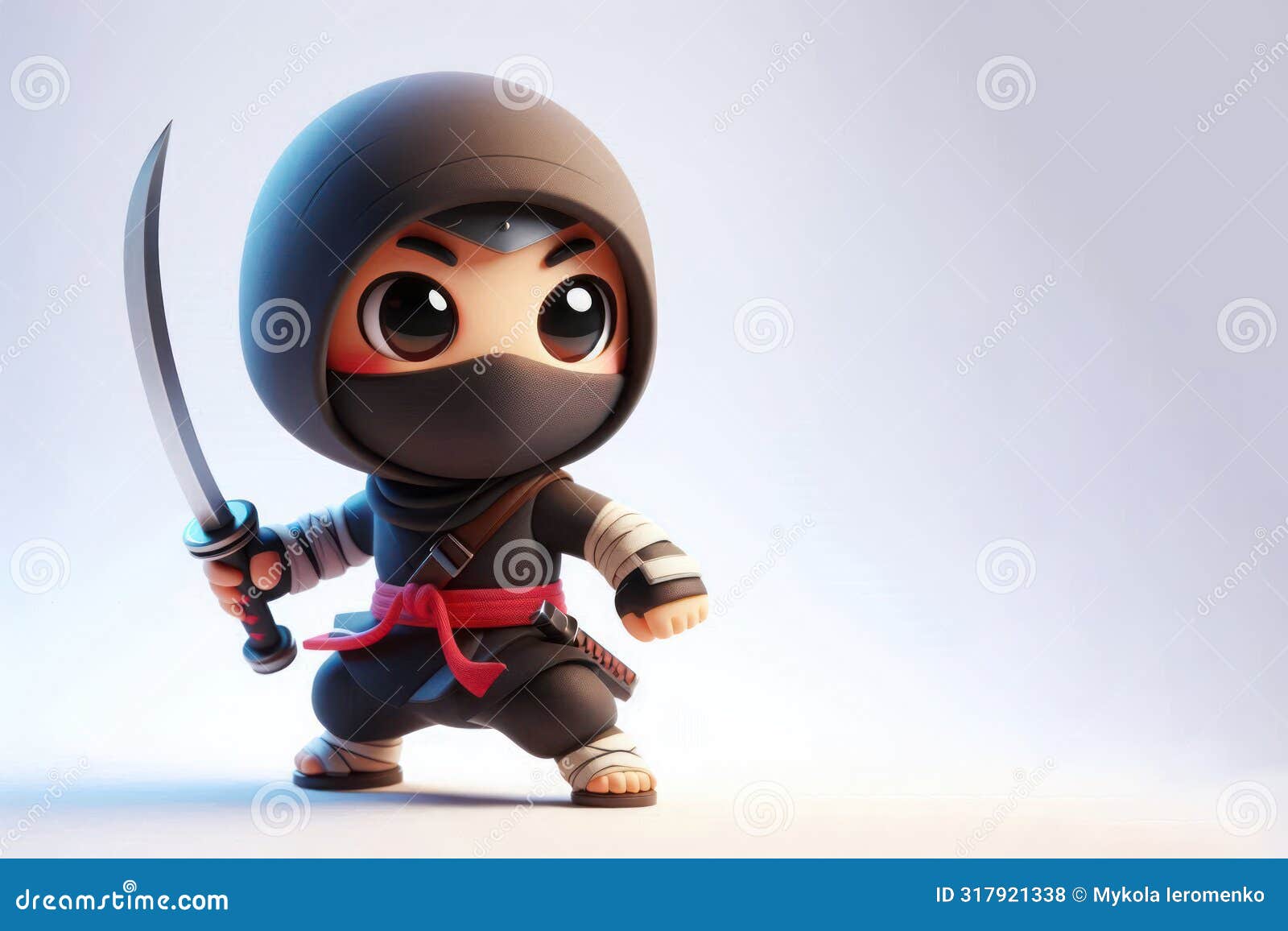 A Small Ninja with a Sword. Space for Text. Stock Illustration ...