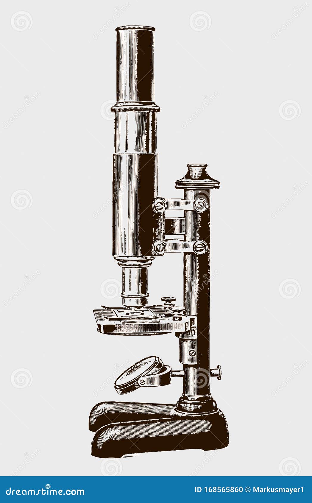 Small Non-inclinable Optical Microscope, Adjustable By Sliding Tube And ...