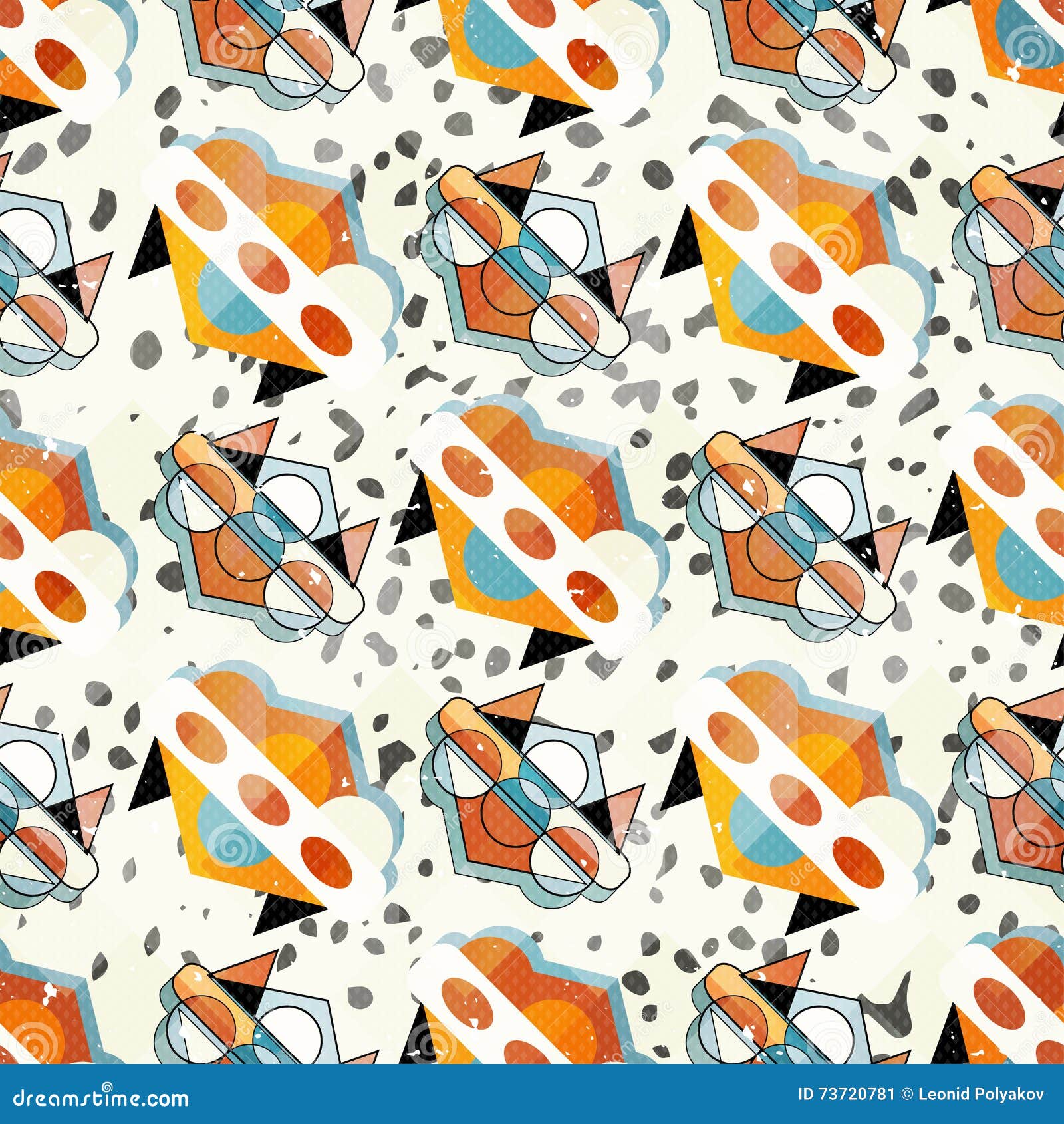 Small Objects Colored Geometric Abstract Seamless Pattern Stock Vector ...