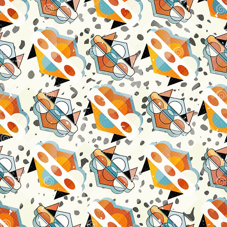 Small Objects Colored Geometric Abstract Seamless Pattern Stock Vector ...