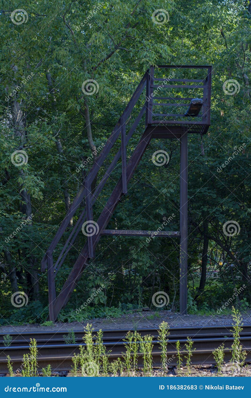 Small Observation Tower on the Railway Stock Image - Image of side ...