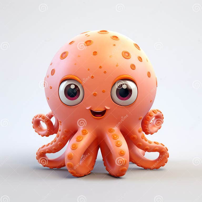 Cute Octopus 3d Model with Fantasy Style and Realistic Rendering Stock ...