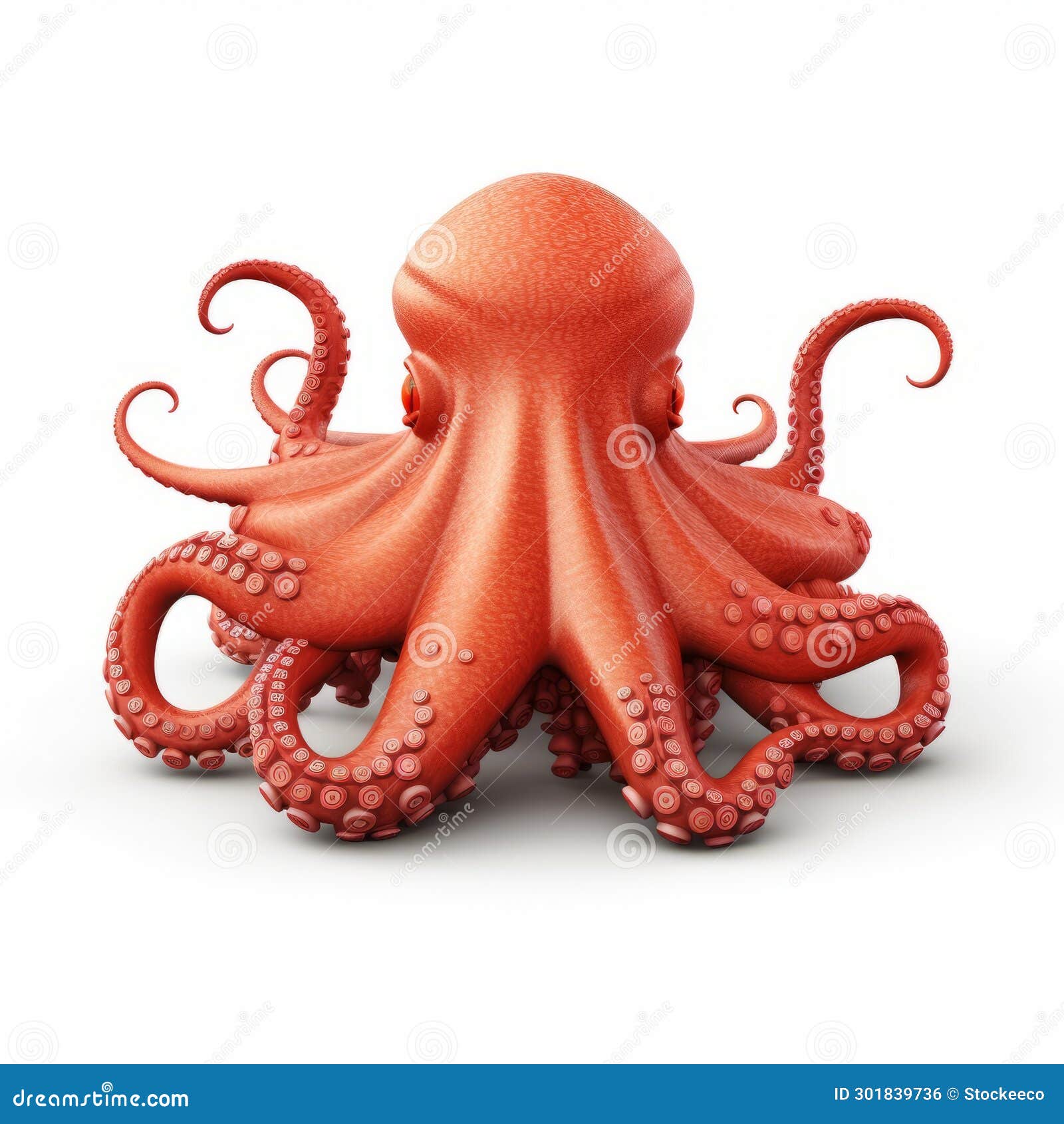 Ultra Detailed Orange Octopus 3d Illustration with Algeapunk and ...
