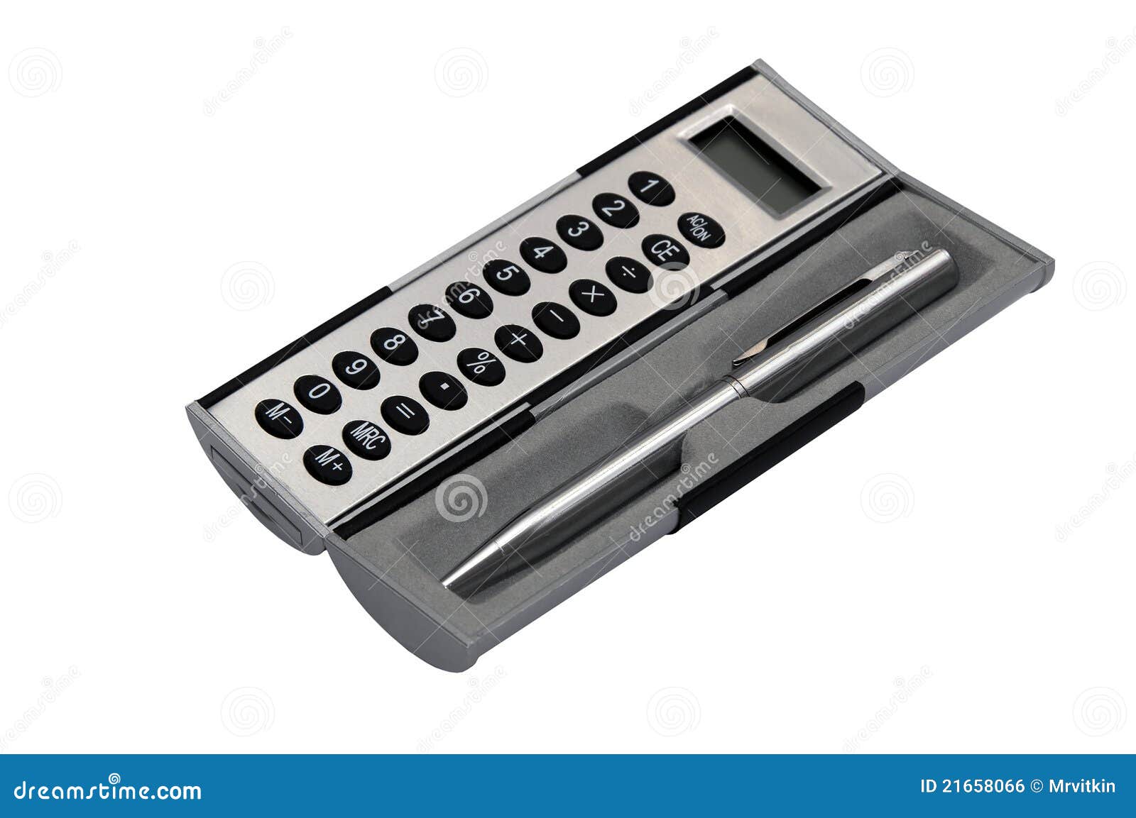 Small Office Set Calculator and Pen Stock Photo - Image of button ...