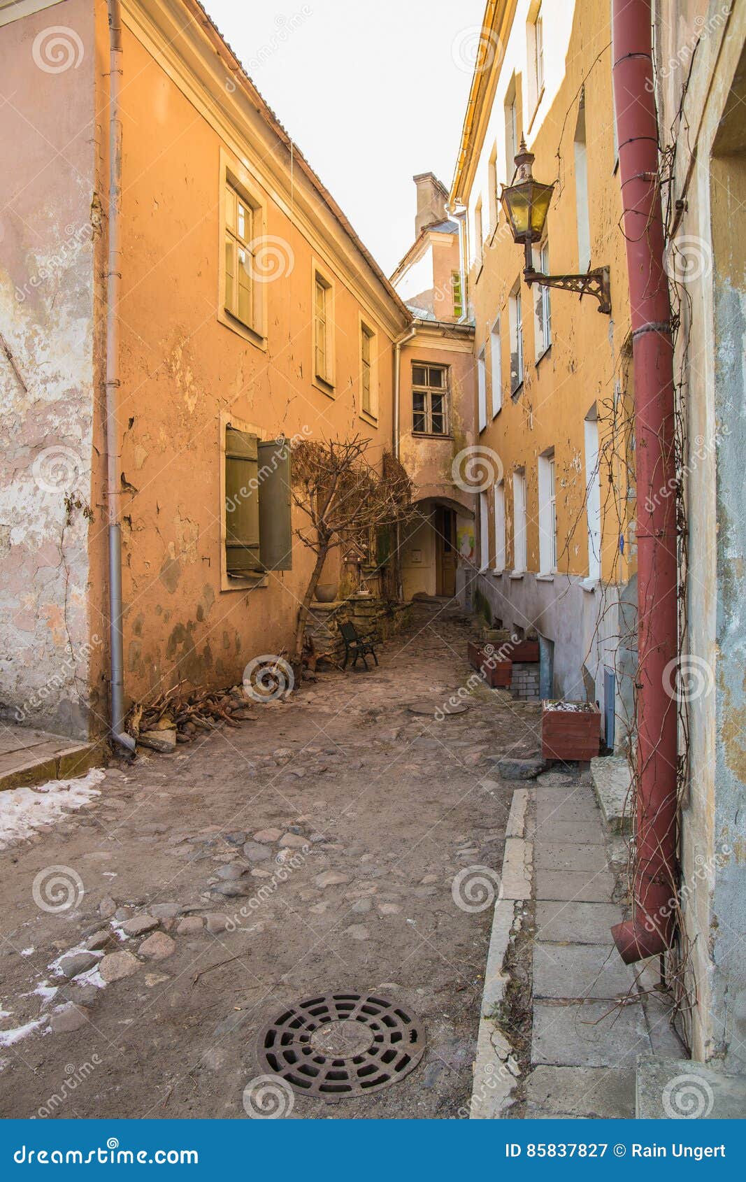 Small old corner street stock image. Image of street - 85837827
