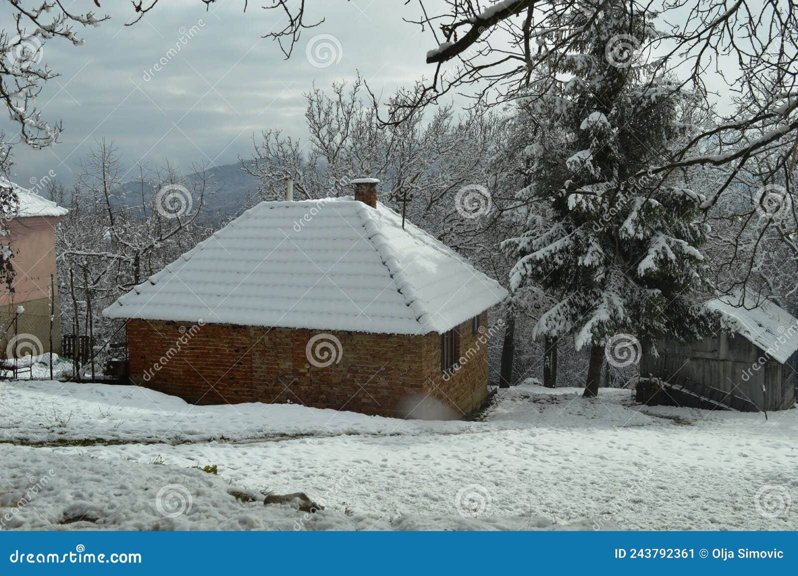 Small Old Country House in the Snow Stock Image - Image of country ...