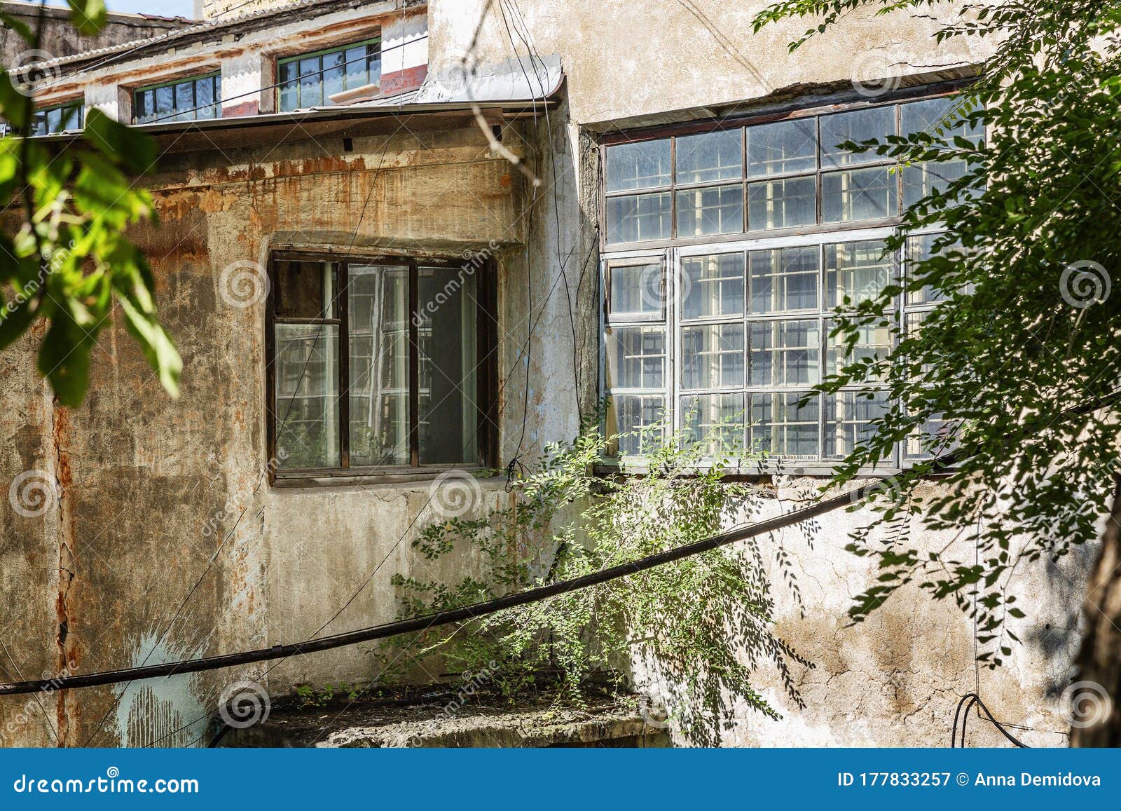 A Small Old Residential Dilapidated House. Close-up Stock Image - Image ...