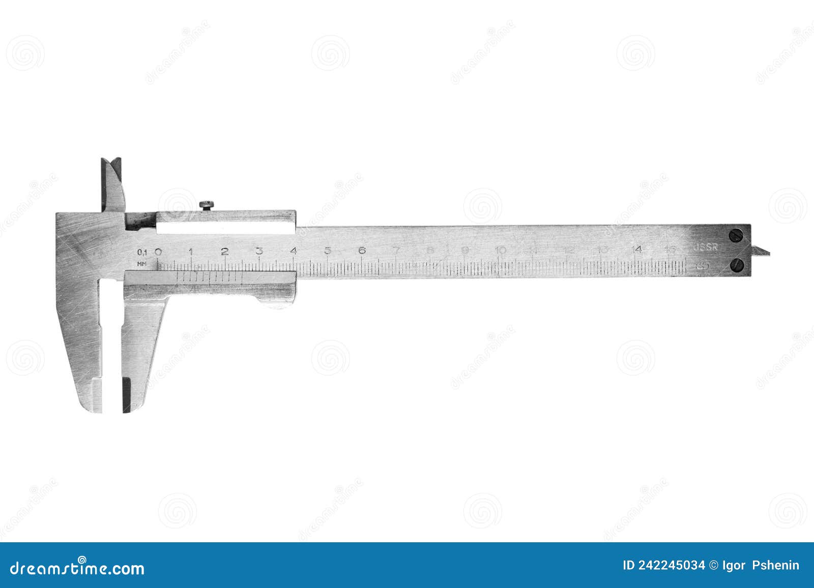 Small Old Stainless Steel Caliper Stock Photo - Image of background ...