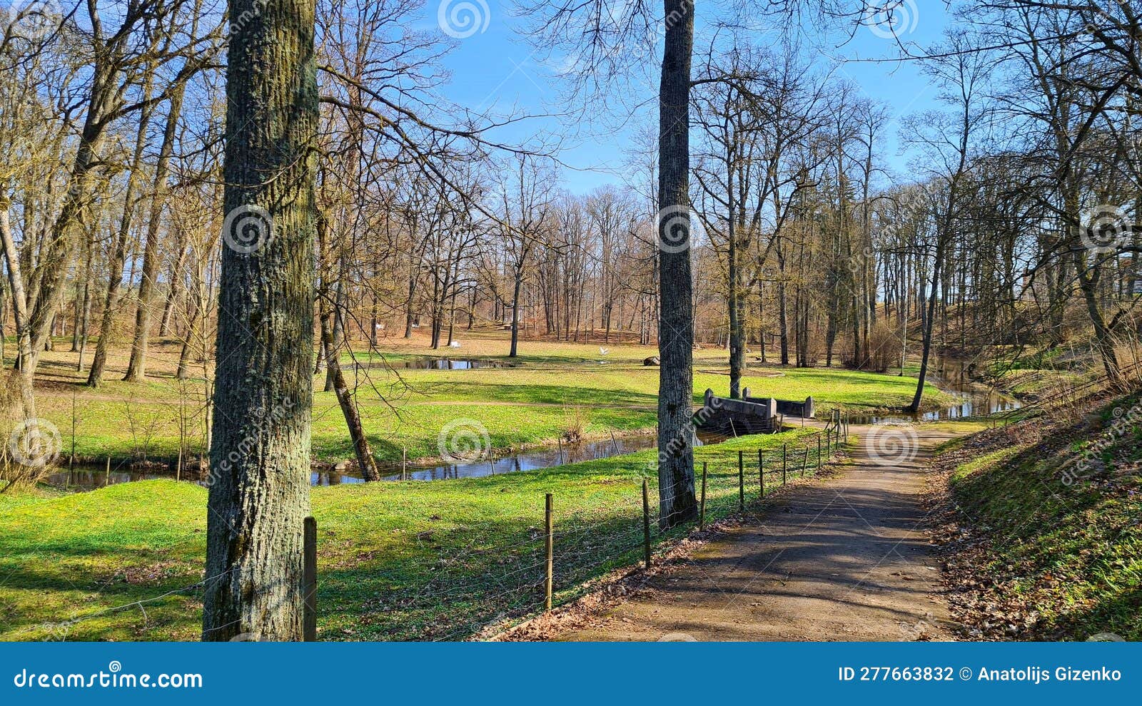 Small Old Stone Footbridge Over Stream on Warm April Day Stock Photo ...