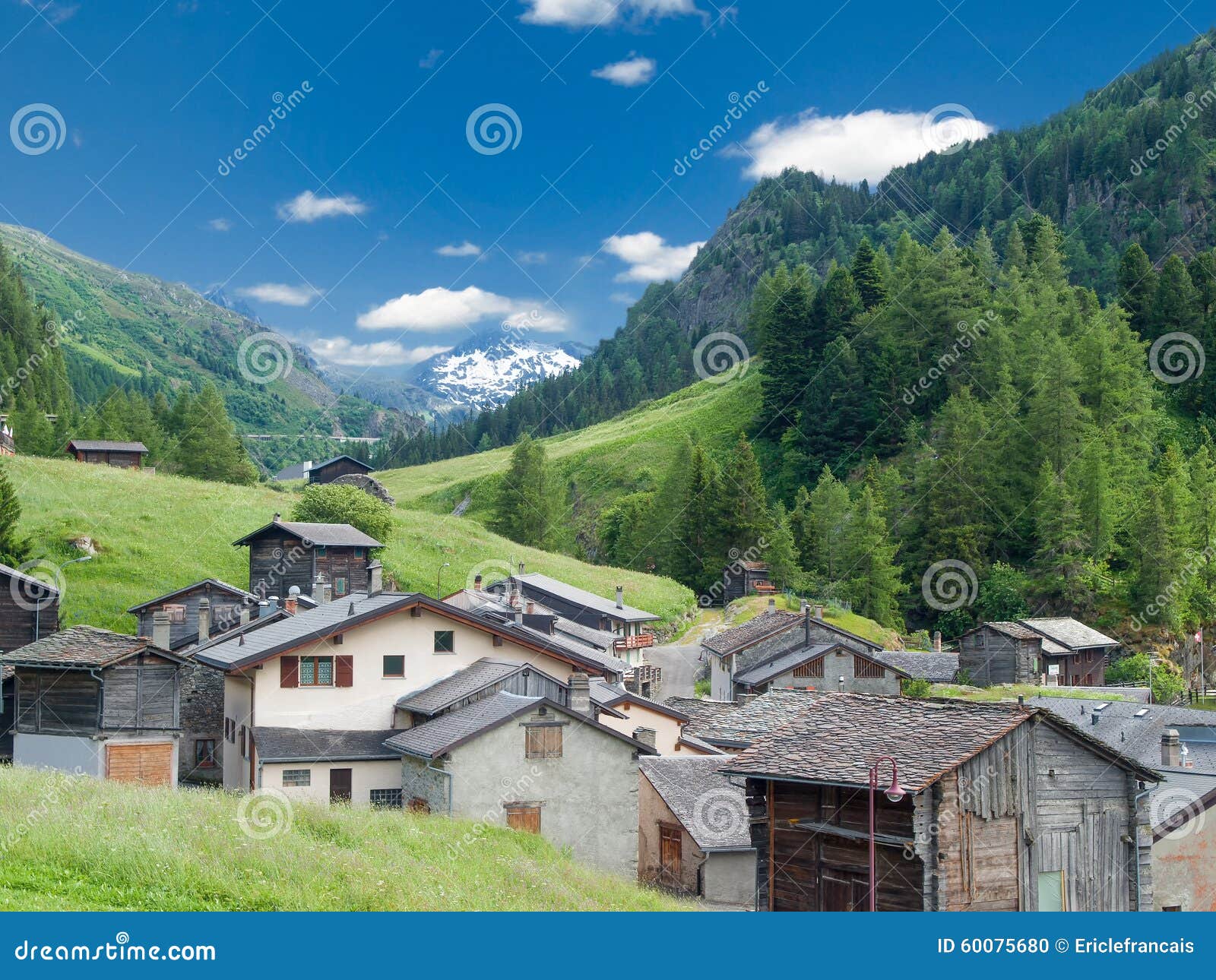 Small Old Village in Switzerland Stock Photo - Image of sunny, alpine ...