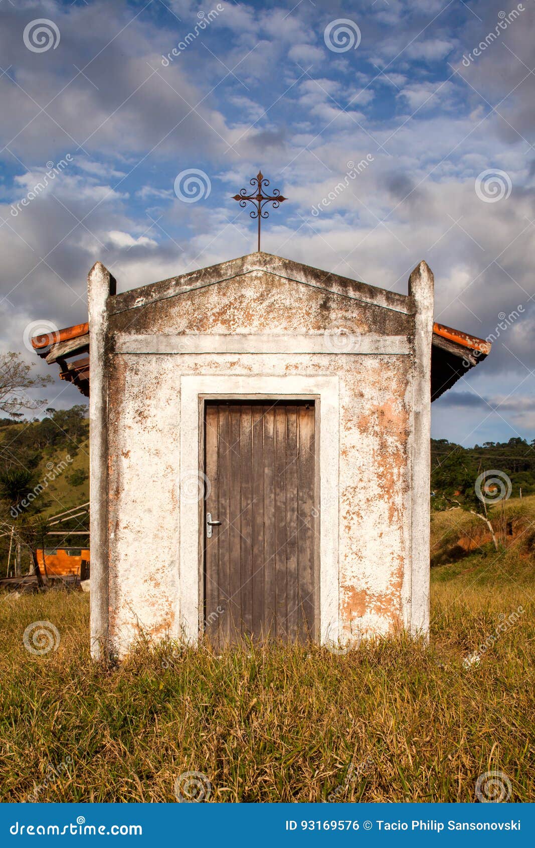 Small Old White Church in the Countryside Stock Photo - Image of camp ...
