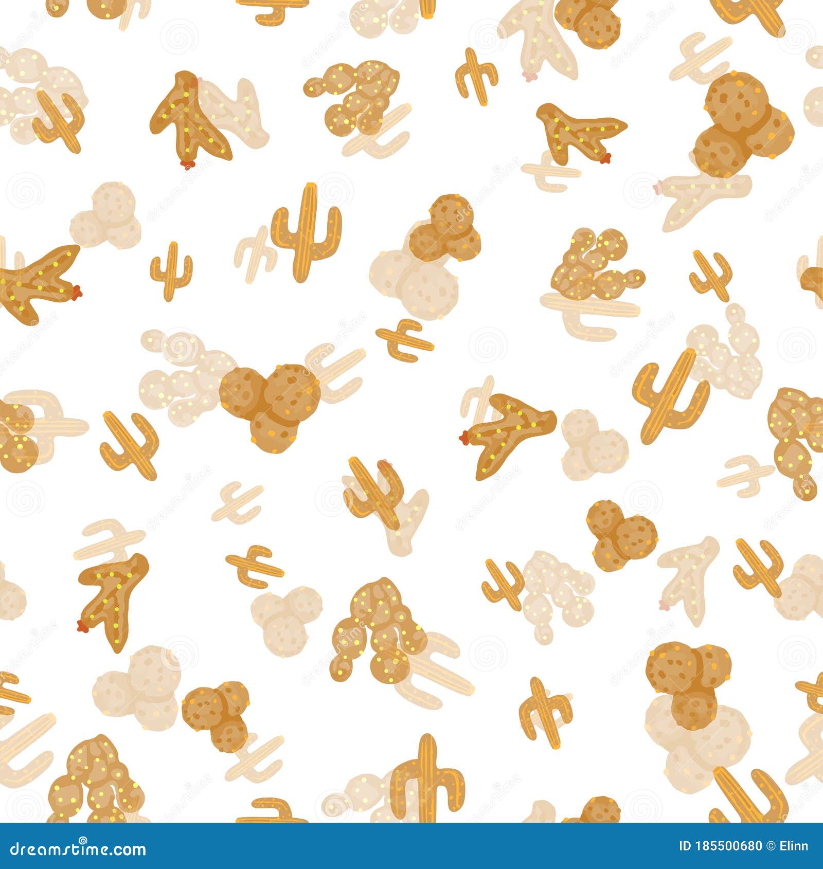 Small Orange Cactus Seamless Pattern on White Background Stock Vector ...