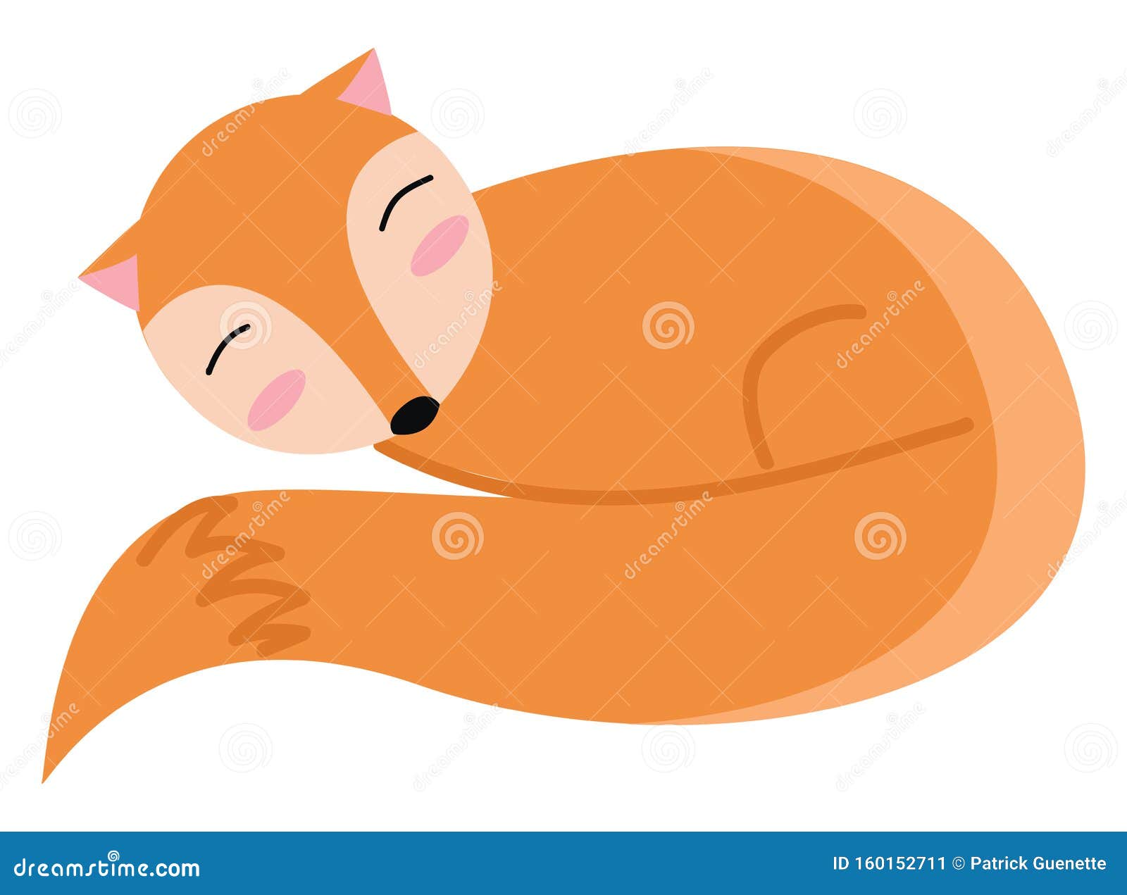An Orange Sleeping Fox Vector or Color Illustration Stock Vector ...