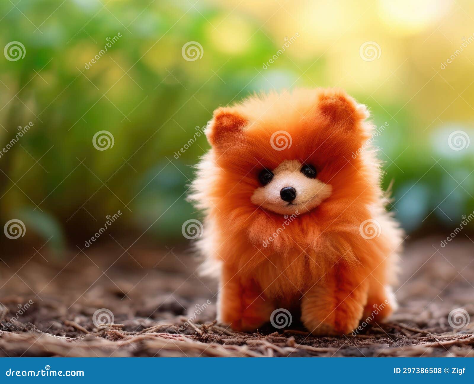 Small Orange Stuffed Animal Sitting on the Ground Stock Illustration ...