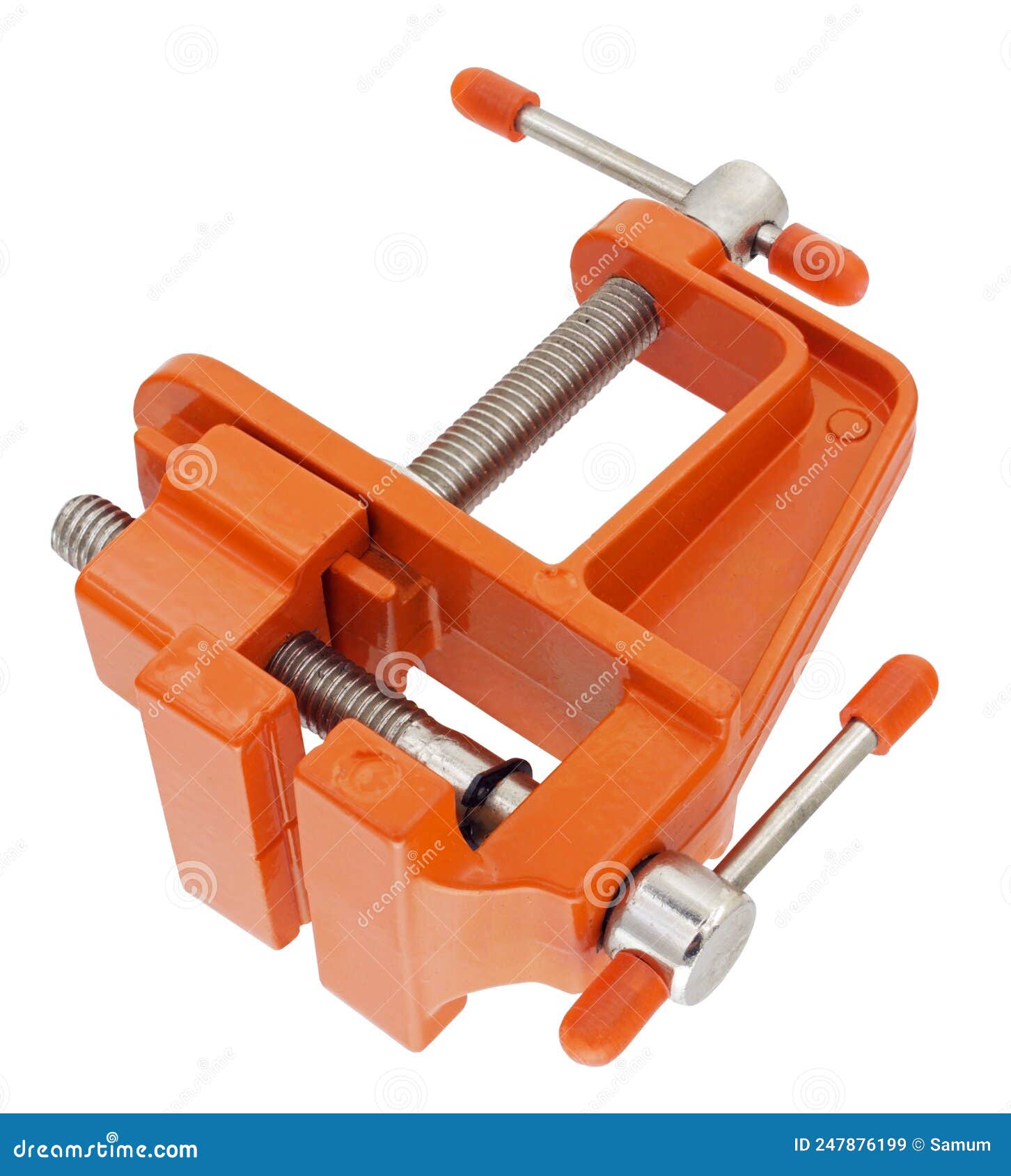 Small orange table vise stock image. Image of technology - 247876199