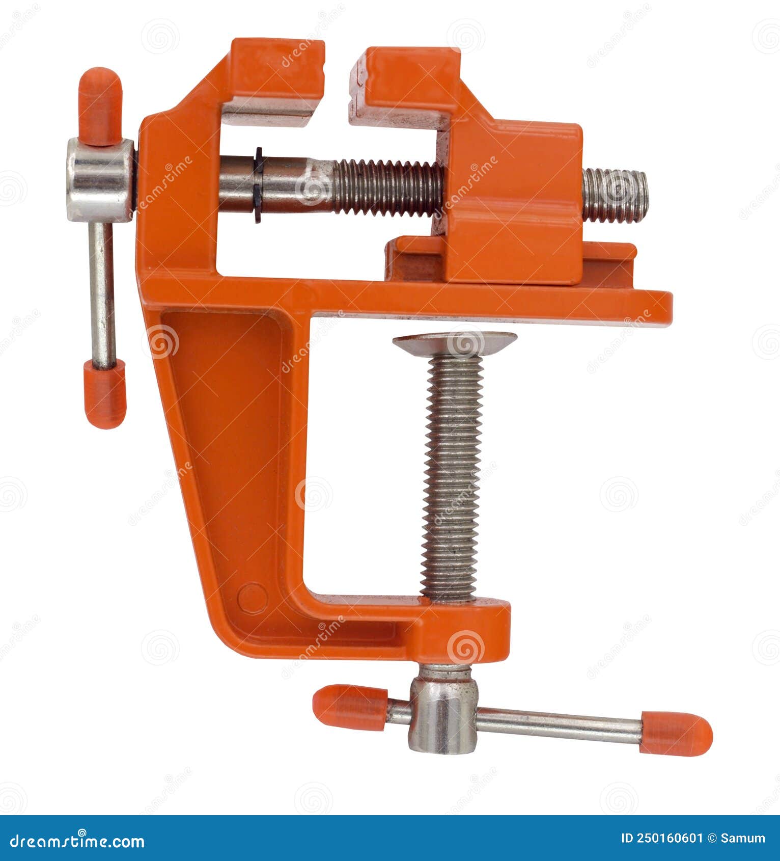 Small orange Table vise stock image. Image of instrument - 250160601