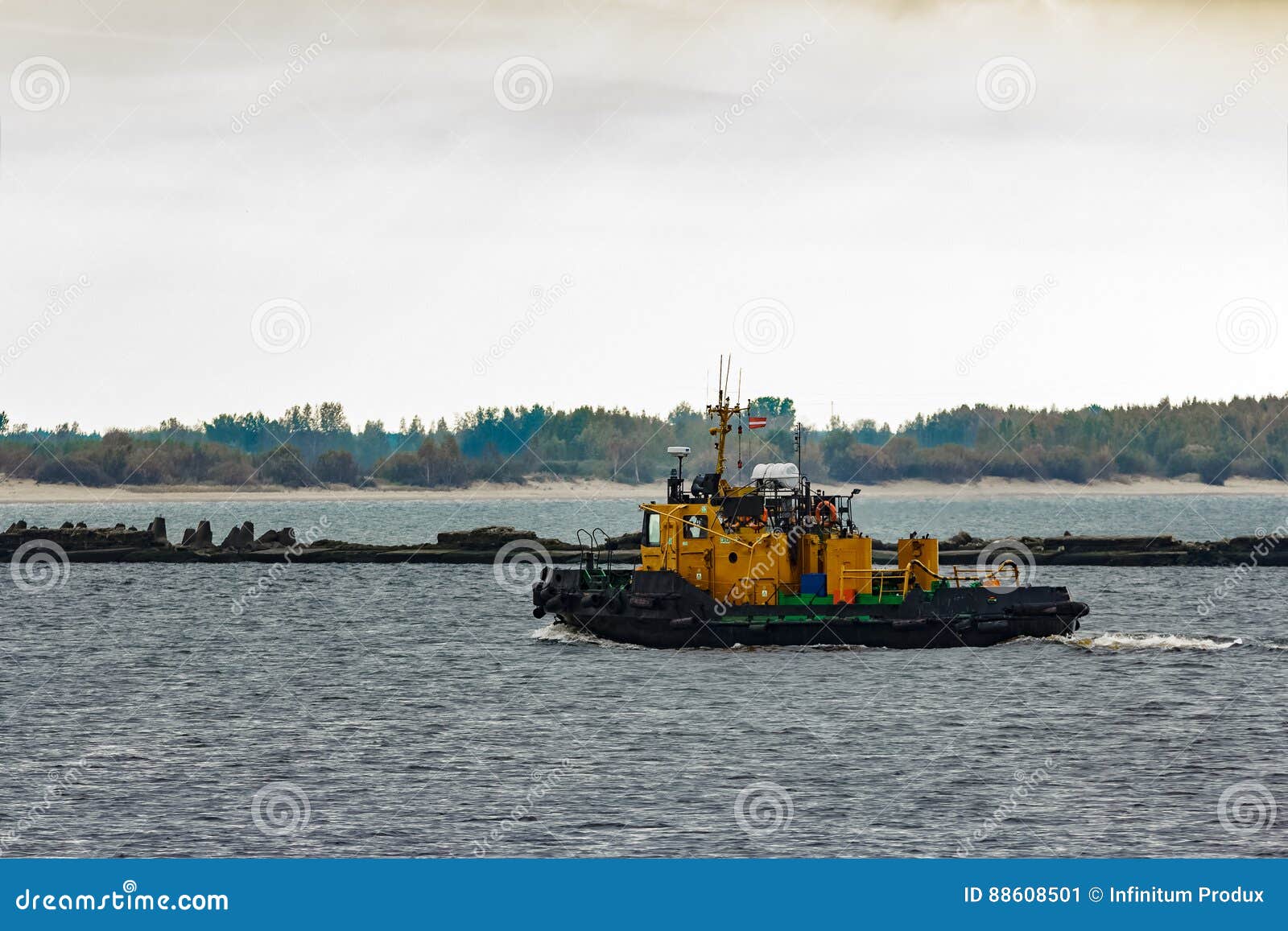 Small orange tug ship stock image. Image of piloting - 88608501