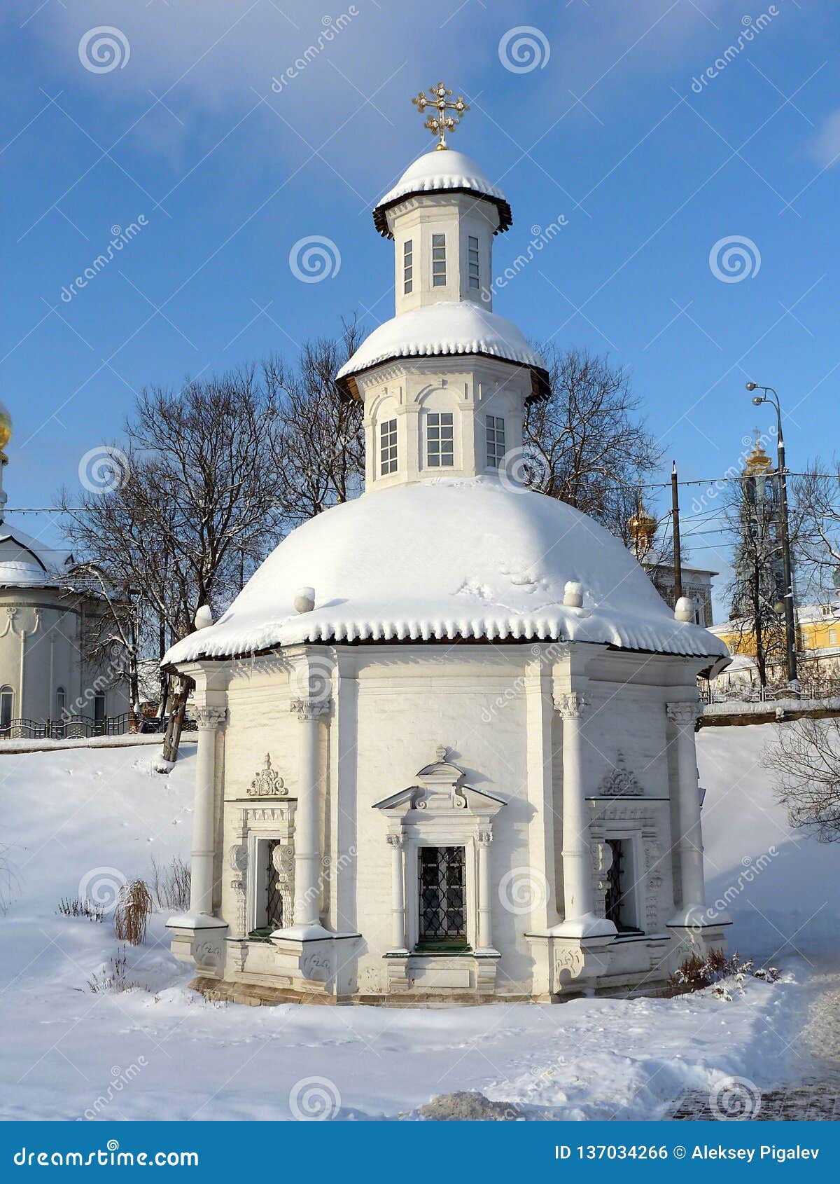 A Small Orthodox Chapel among the Snow-white Snow Stock Photo - Image ...