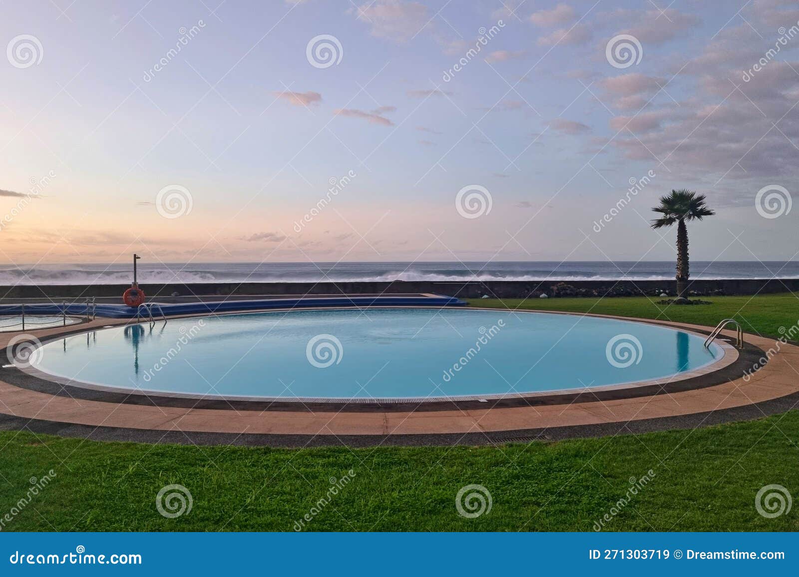 Small Outdoor Pool with Sea or Ocean Views. Stock Image - Image of game ...