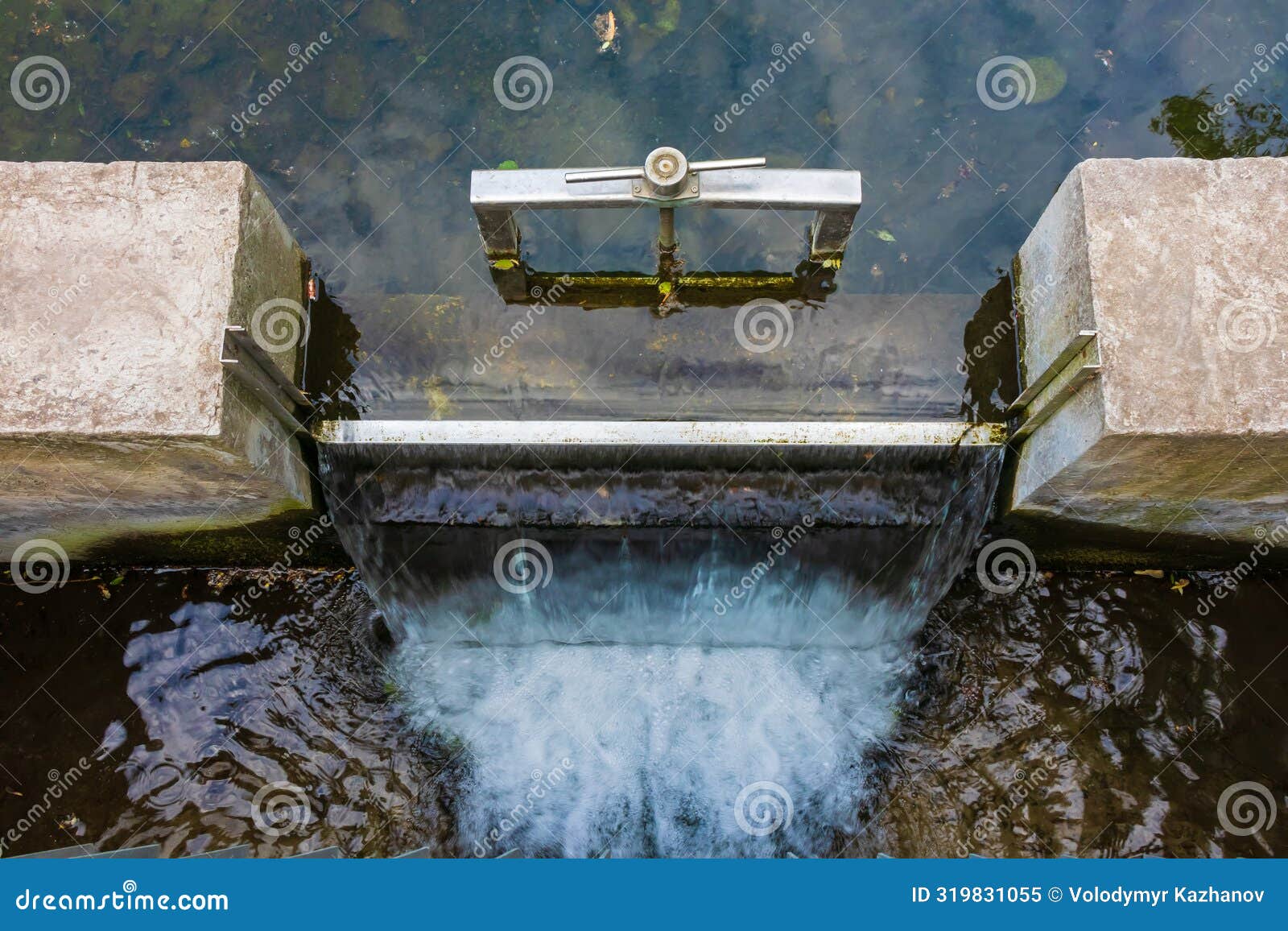 Small Overflow Dam Sluice on a River. Floodgate, Gateway with a ...