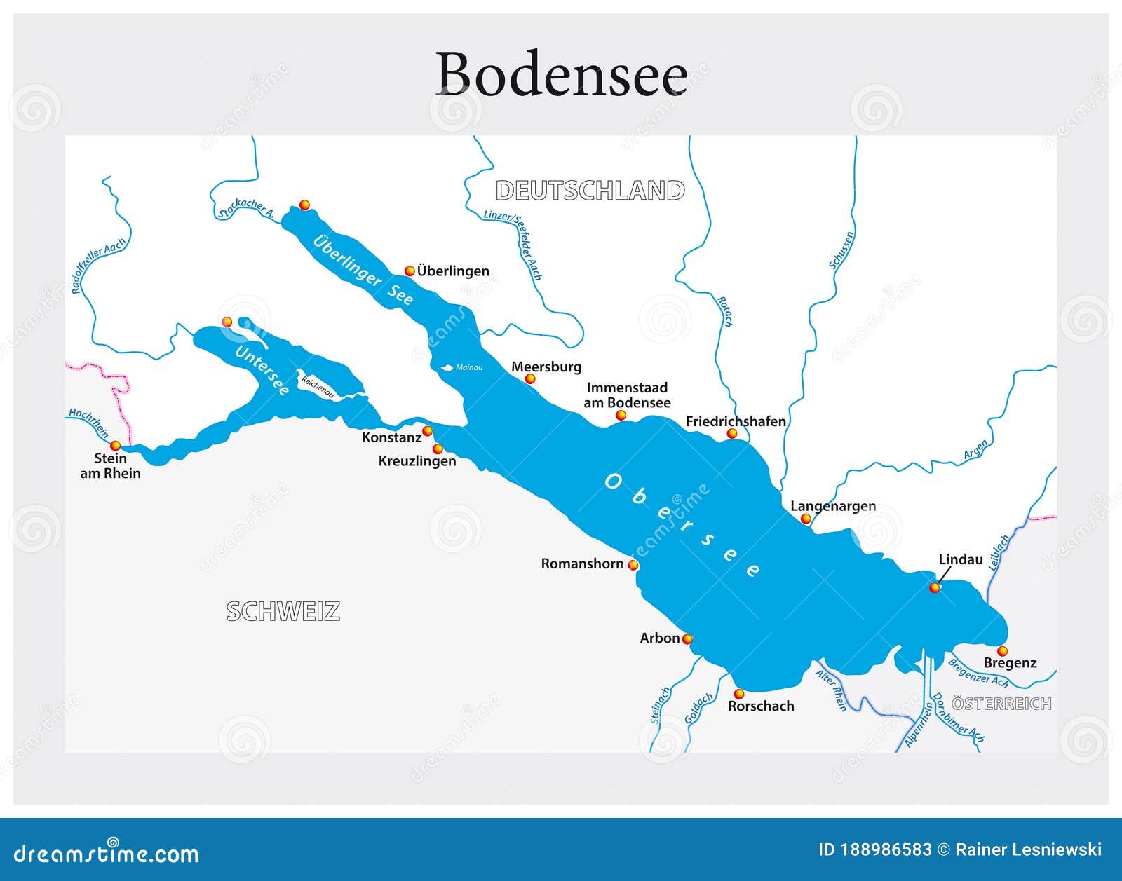 Small Overview Vector Map of Lake Constance in German Language Stock ... Small Overview Vector Map of Lake Constance in German Language Stock ...