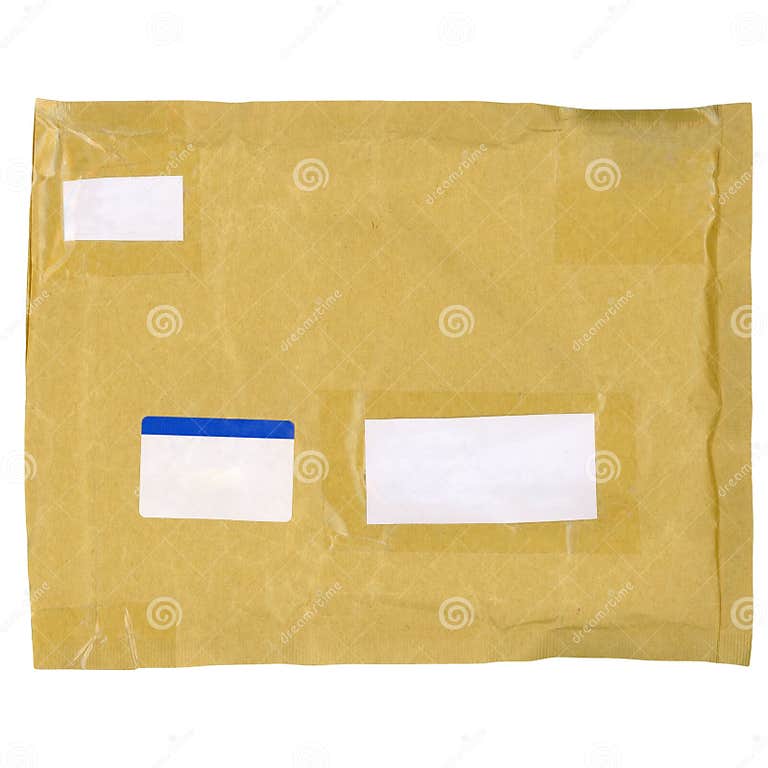 Small Packet Envelope Isolated Over White Stock Photo - Image of labels ...