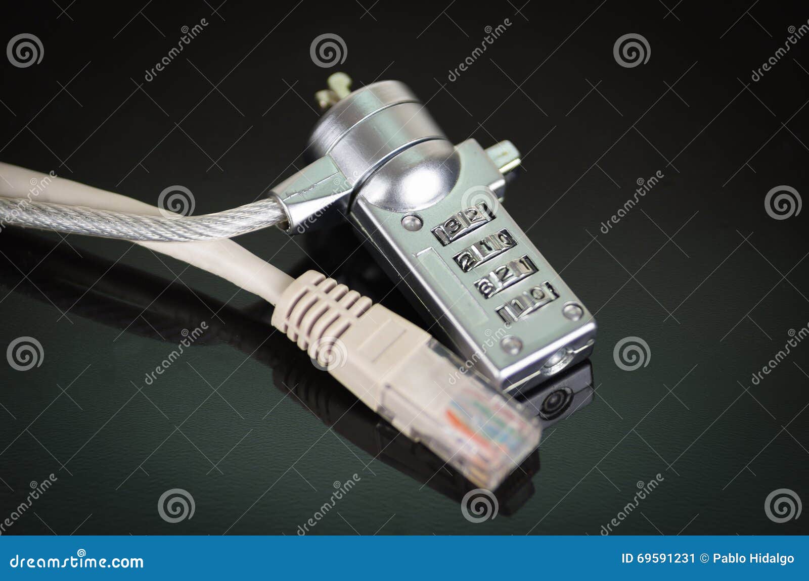 Small Padlock with Ethernet Cable Going through it, Internet Security ...