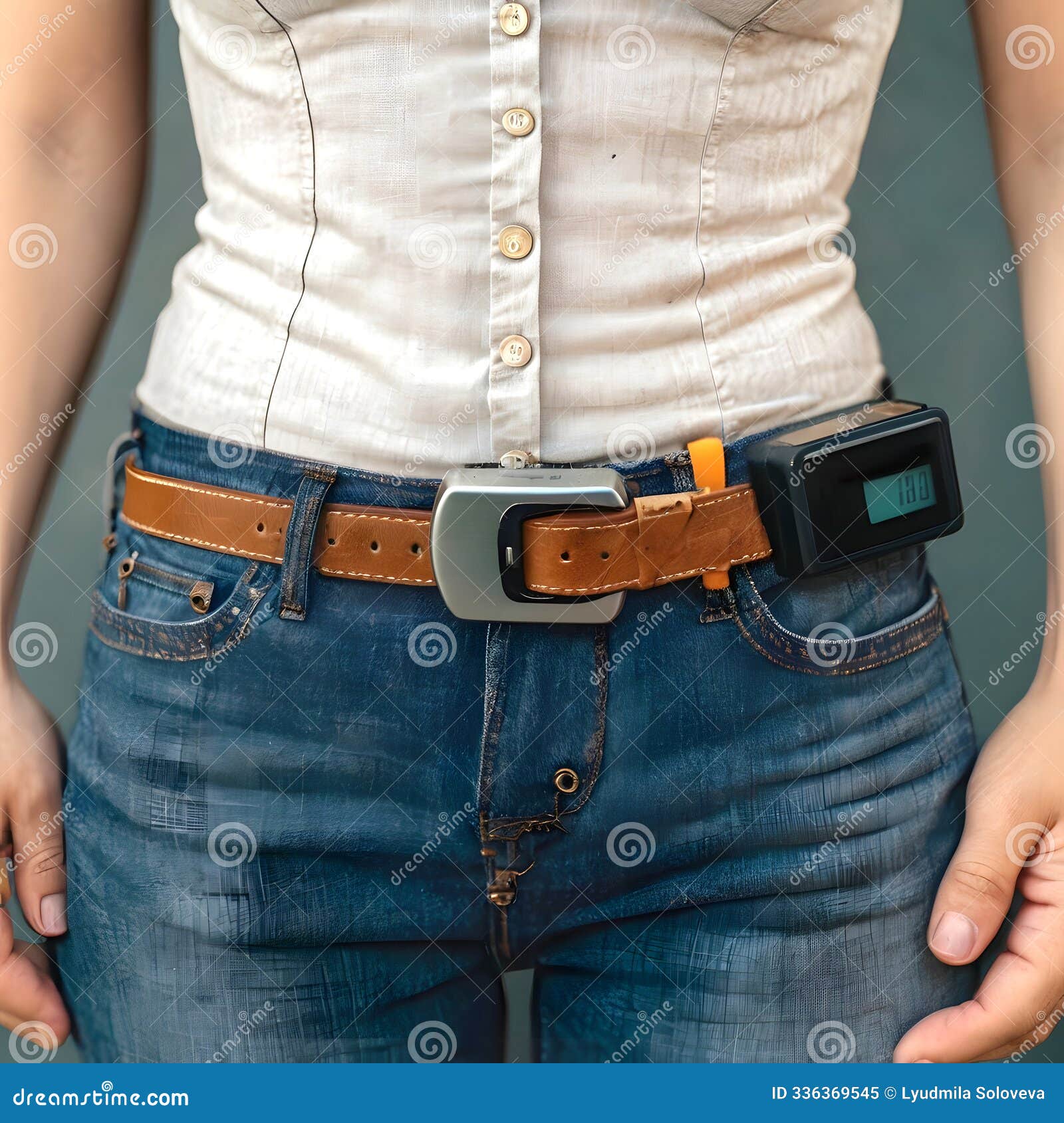 A Small Pager on the Belt of the Girl S Jeans Stock Illustration ...