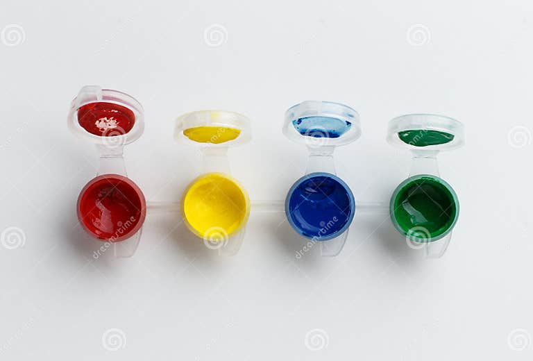 Small Paint Pots on White Background Stock Photo - Image of white ...