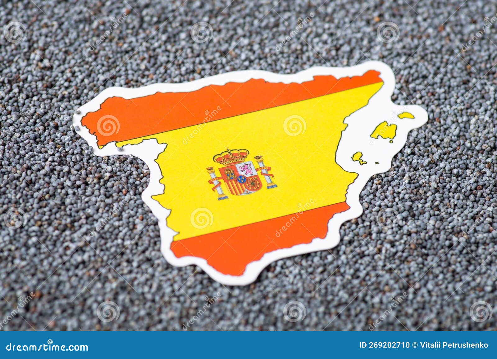 Small Paper Flag and Map of Spain in Poppy Seed Stock Photo - Image of ...