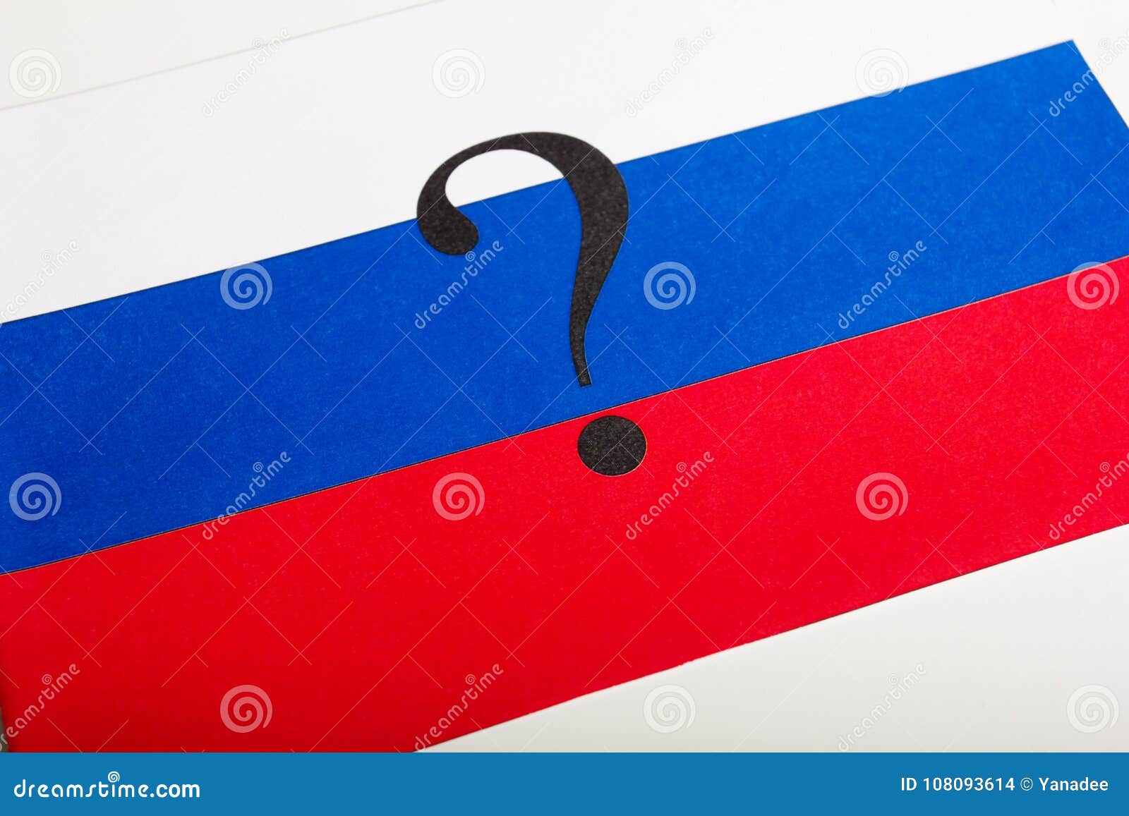 A Small Paper Flag of Russia with a Question Stock Photo - Image of ...