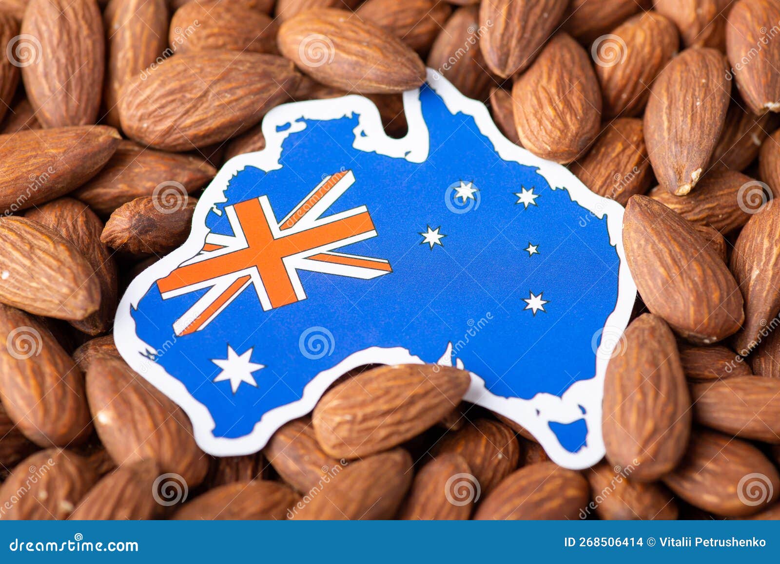 Small Paper Map and Flag of Australia on Almond Nuts Stock Photo ...