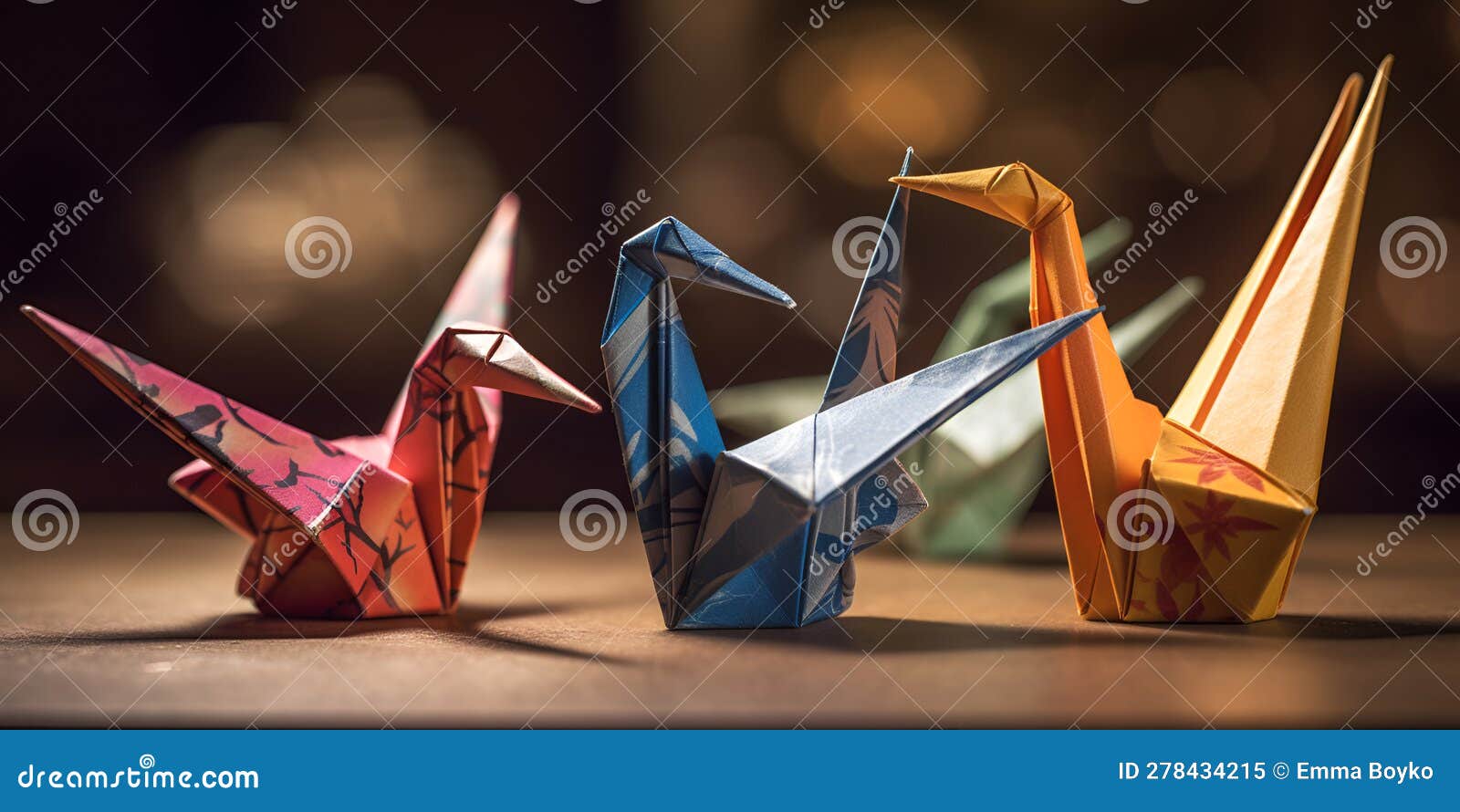 Small Paper Origami Figures, Colored Origami. Generative AI Stock ...