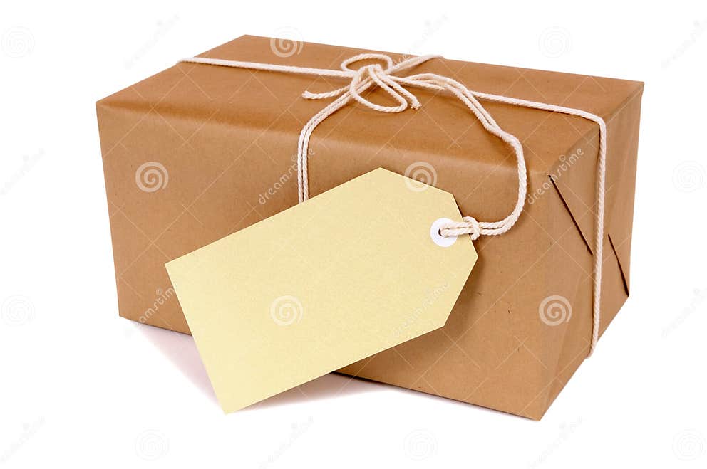 Small Parcel Package Blank Manila Label Stock Photo - Image of parcel ...