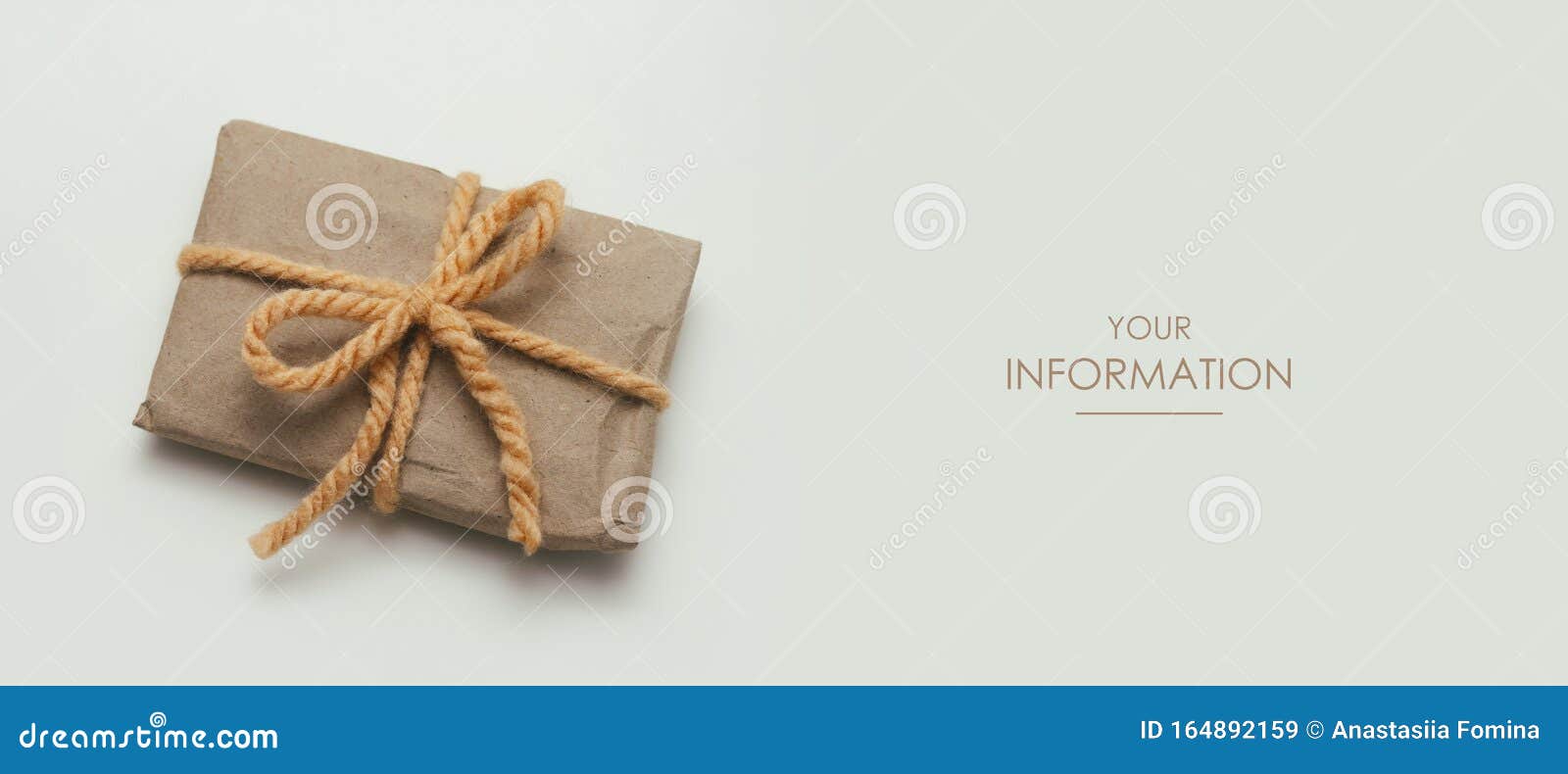 Small Parcel Wrapped in Craft Paper and Tie Yellow Thread. Light Gray ...