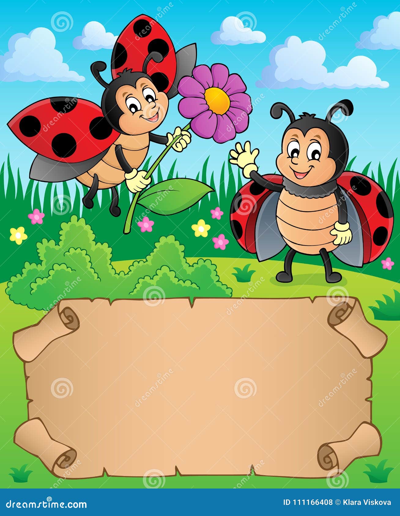 Small Parchment And Kids Planting Tree Vector Illustration ...