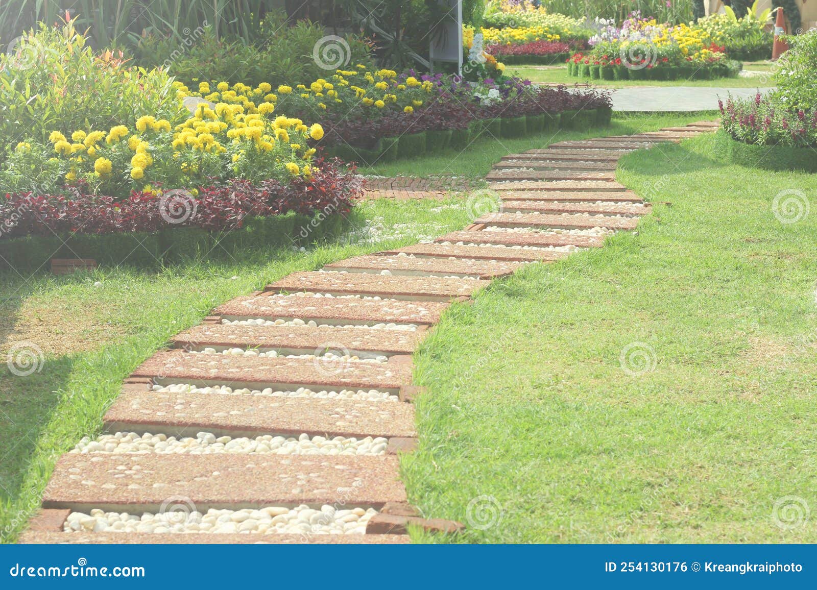 Small park and walkway stock photo. Image of grass, park - 254130176