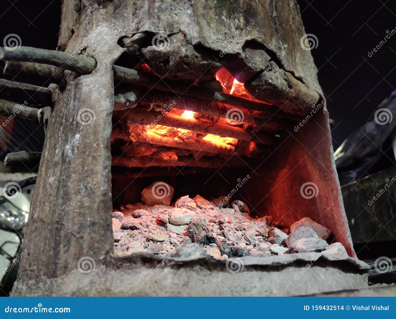 Small Part of Coal is Burning in Local Indian Forge. Stock Photo ...