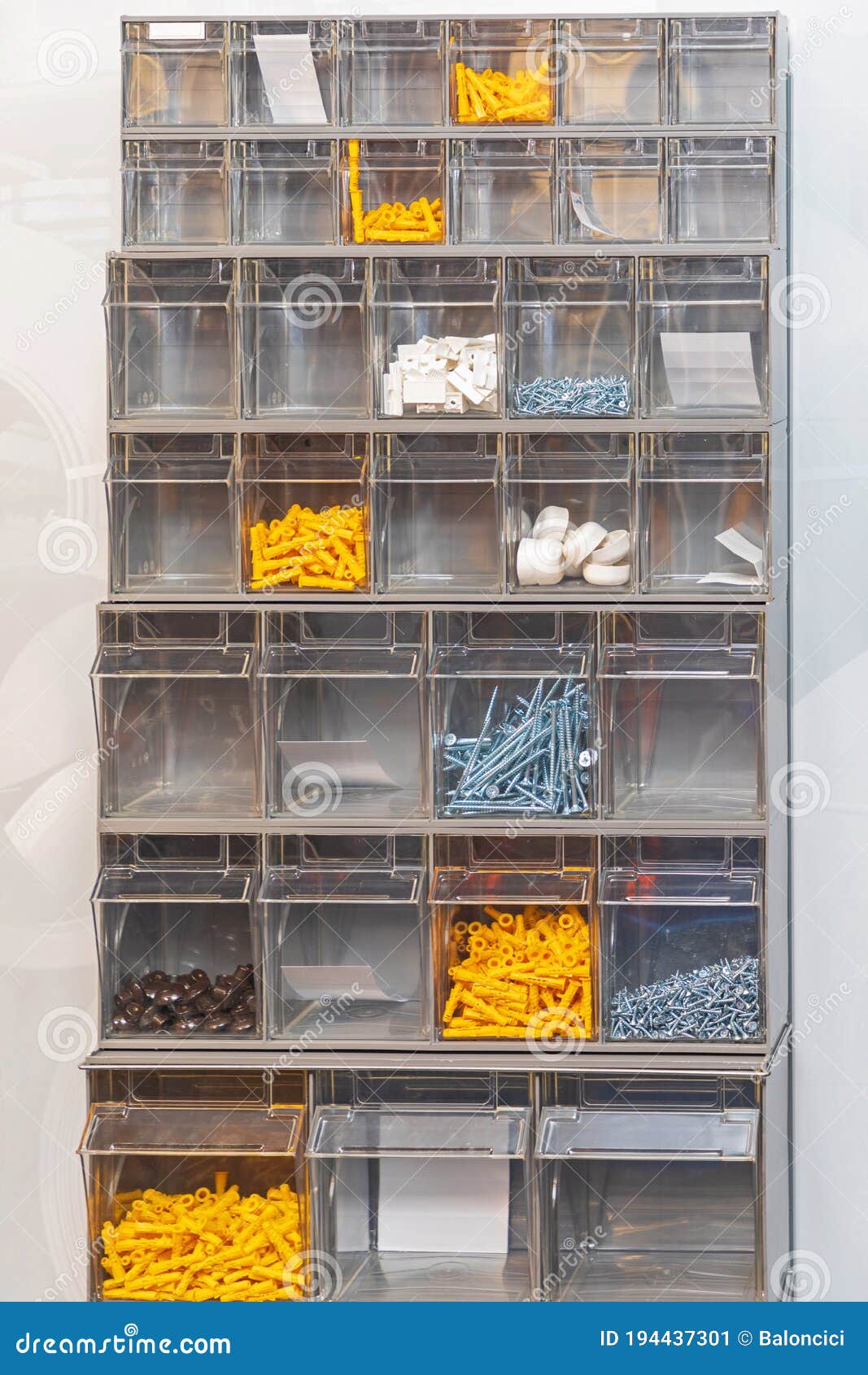 Small Parts Rack stock image. Image of bins, goods, merchandise - 194437301