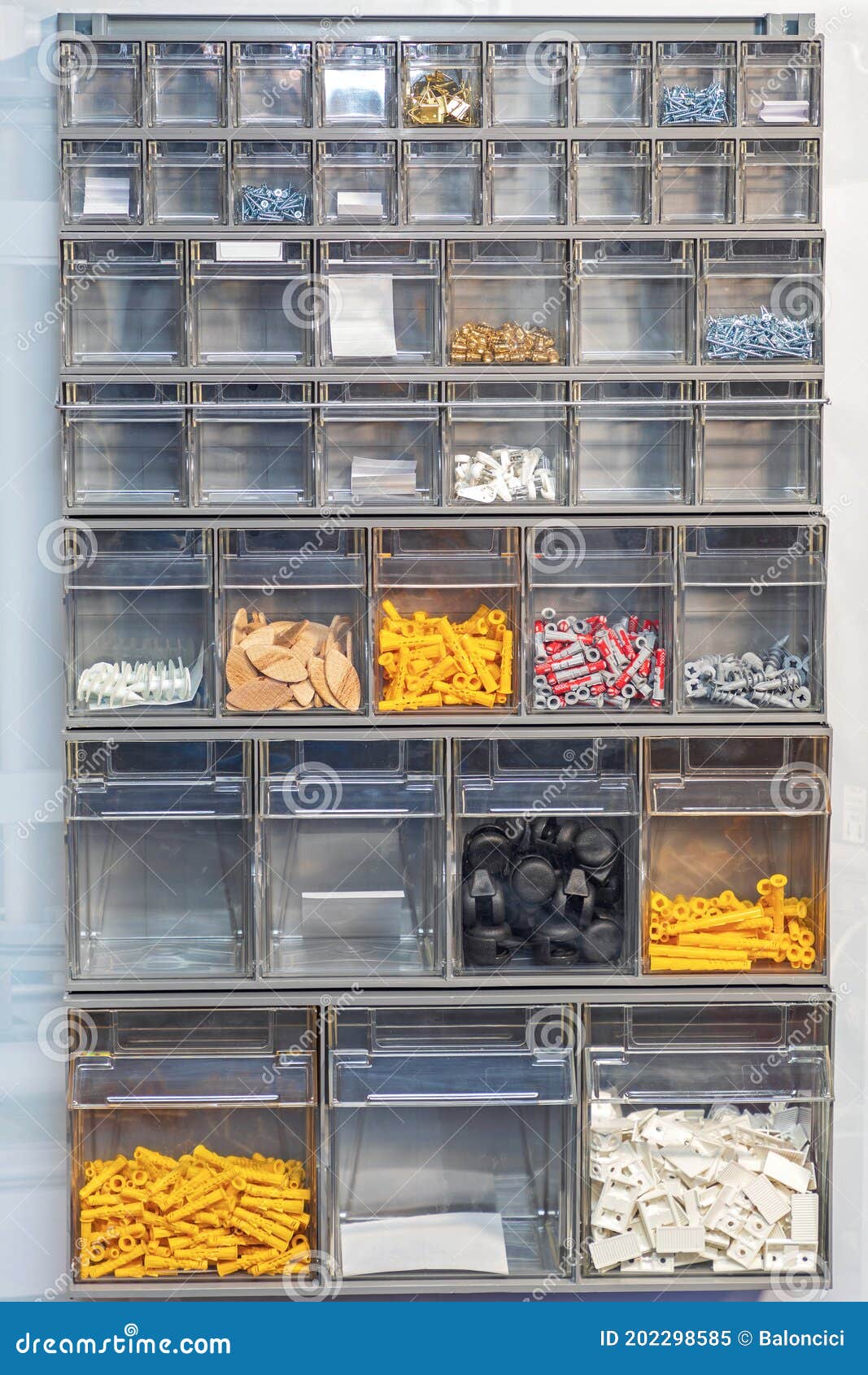 Small Parts Shelf stock image. Image of warehouse, equipment - 202298585