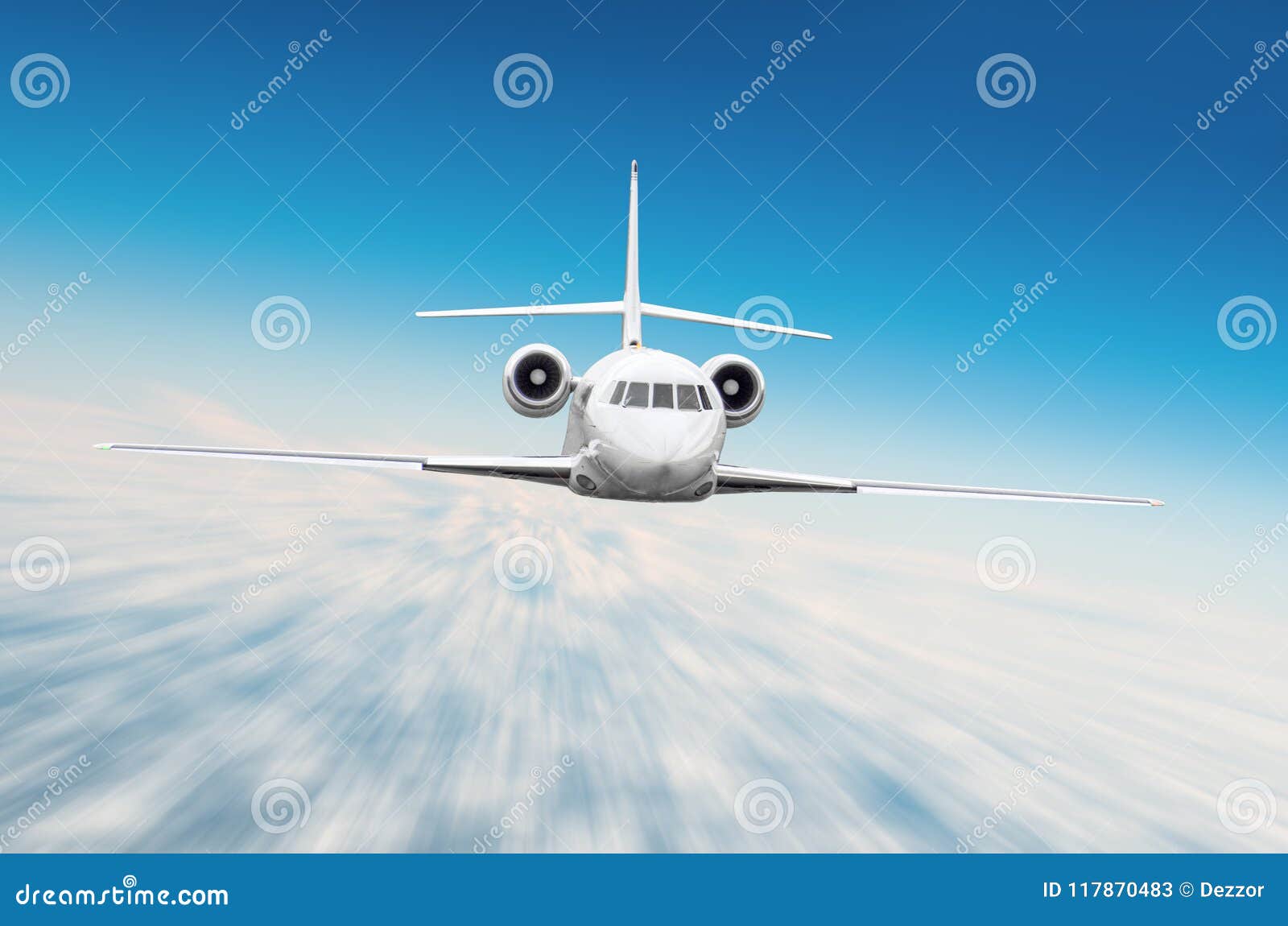 Small Passenger Airplane Flies at High Speed in the Sky. Stock Image ...