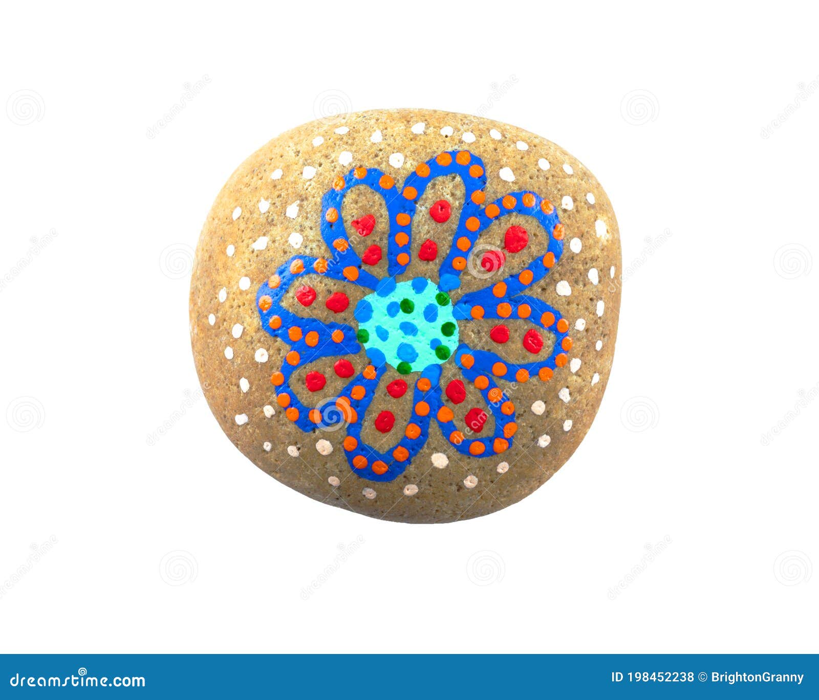 Small Pebble with Flower Painted Stock Photo - Image of decorative ...