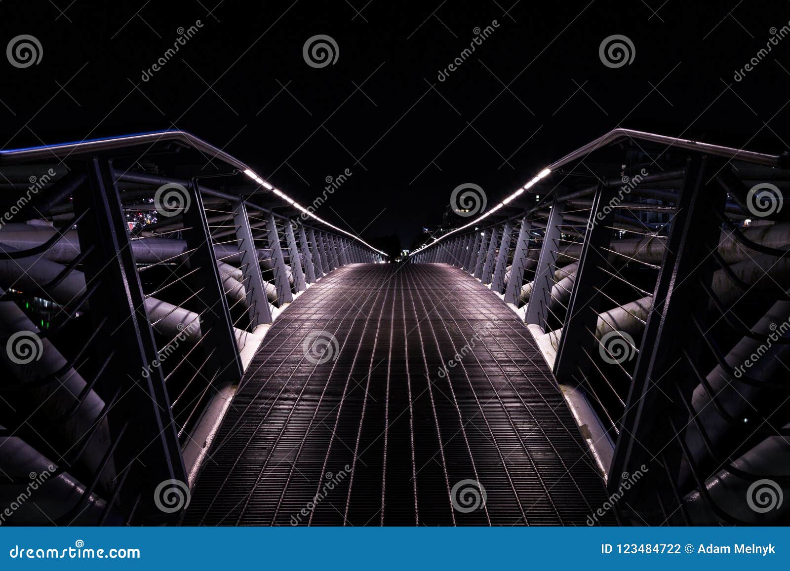 Small Pedestrian Bridge at Night in False Creek, Vancouver. Editorial ...