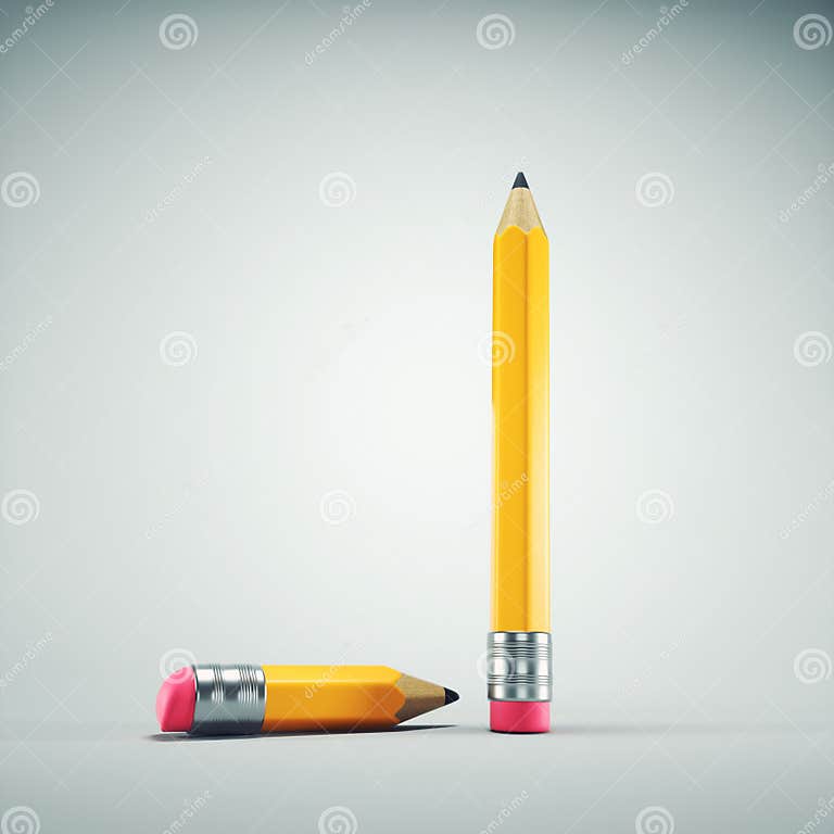 Small Pencil Near a Bigger One Stock Illustration - Illustration of ...
