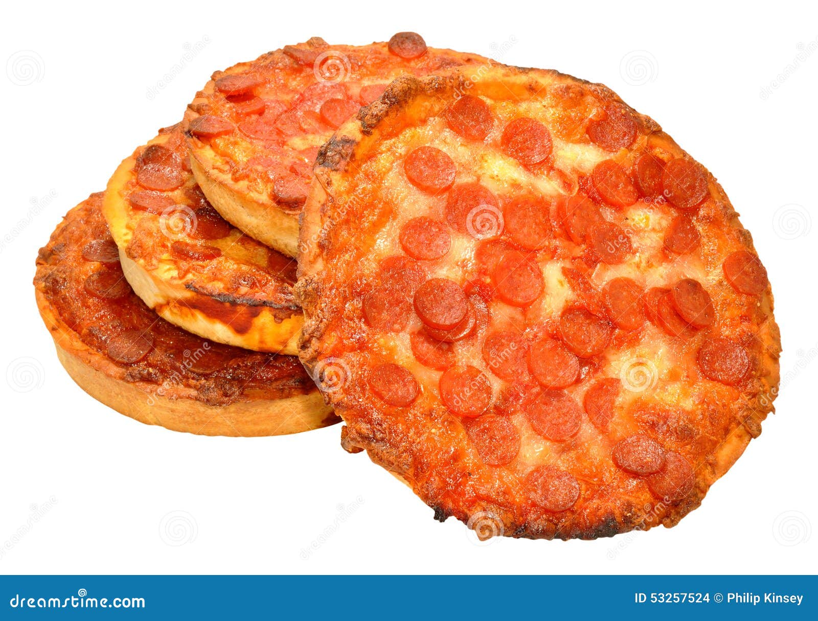 Small Pepperoni Pizzas stock photo. Image of white, diet - 53257524