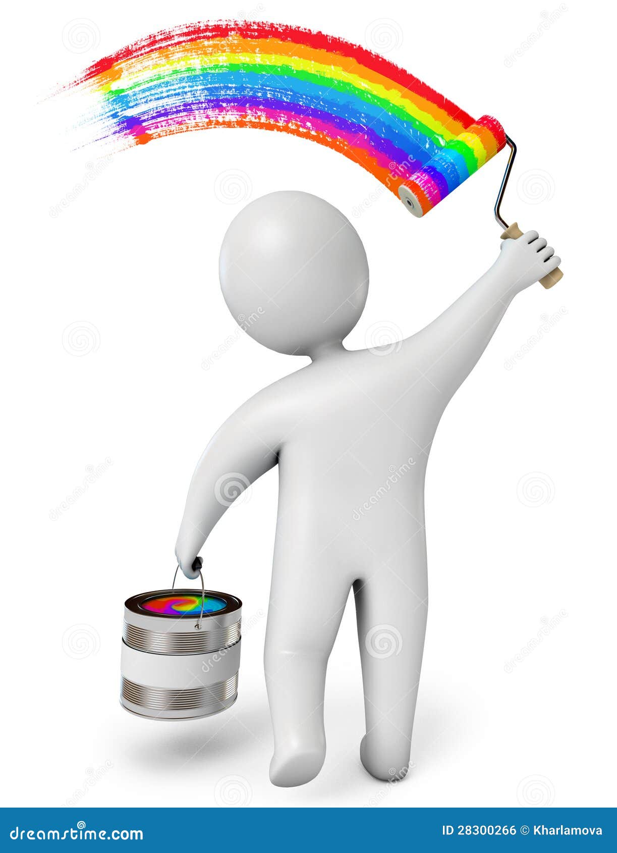 Small Person Draws a Rainbow Stock Illustration - Illustration of icon ...