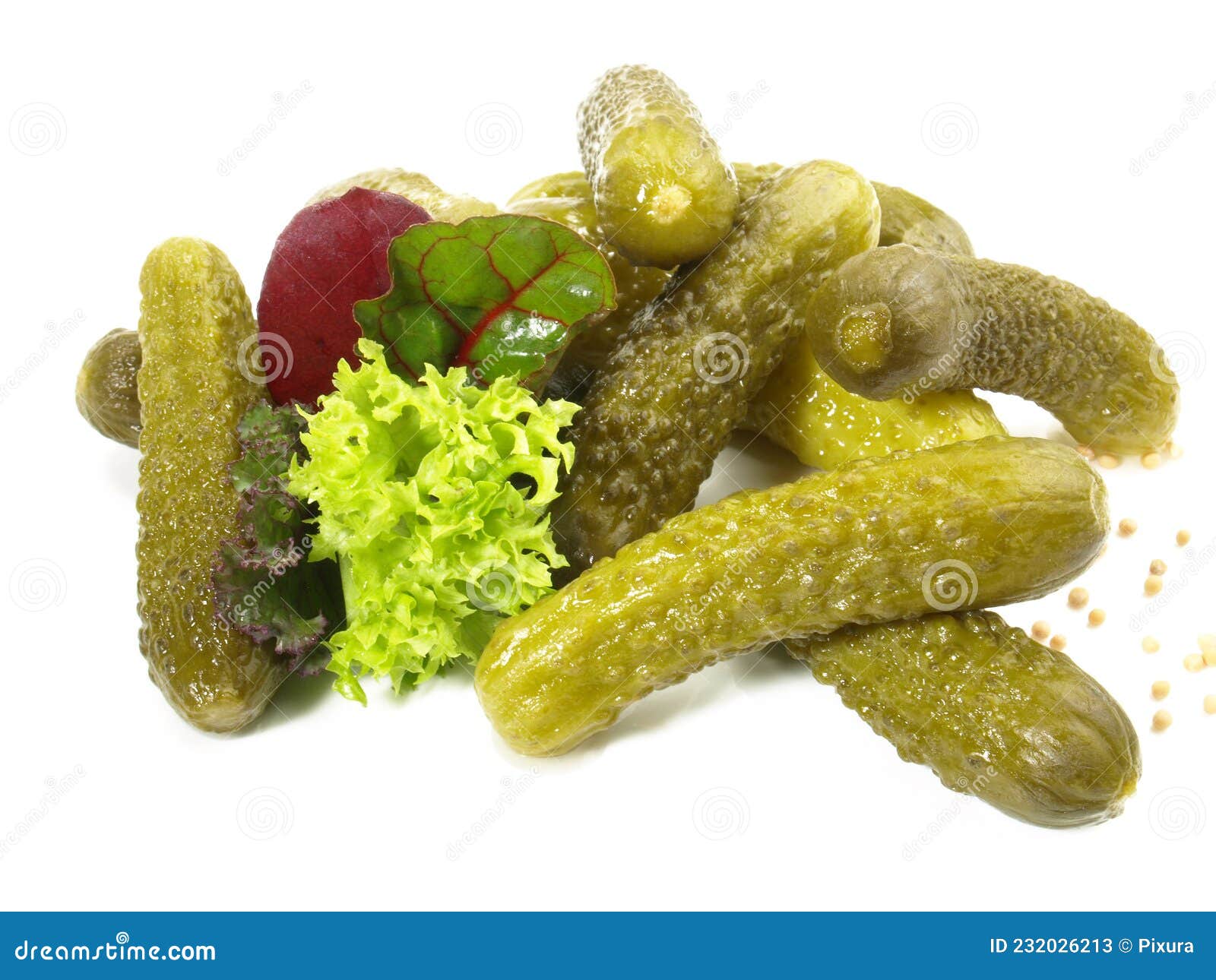 Small Pickled Cucumbers on White Background - Isolated Stock Image ...