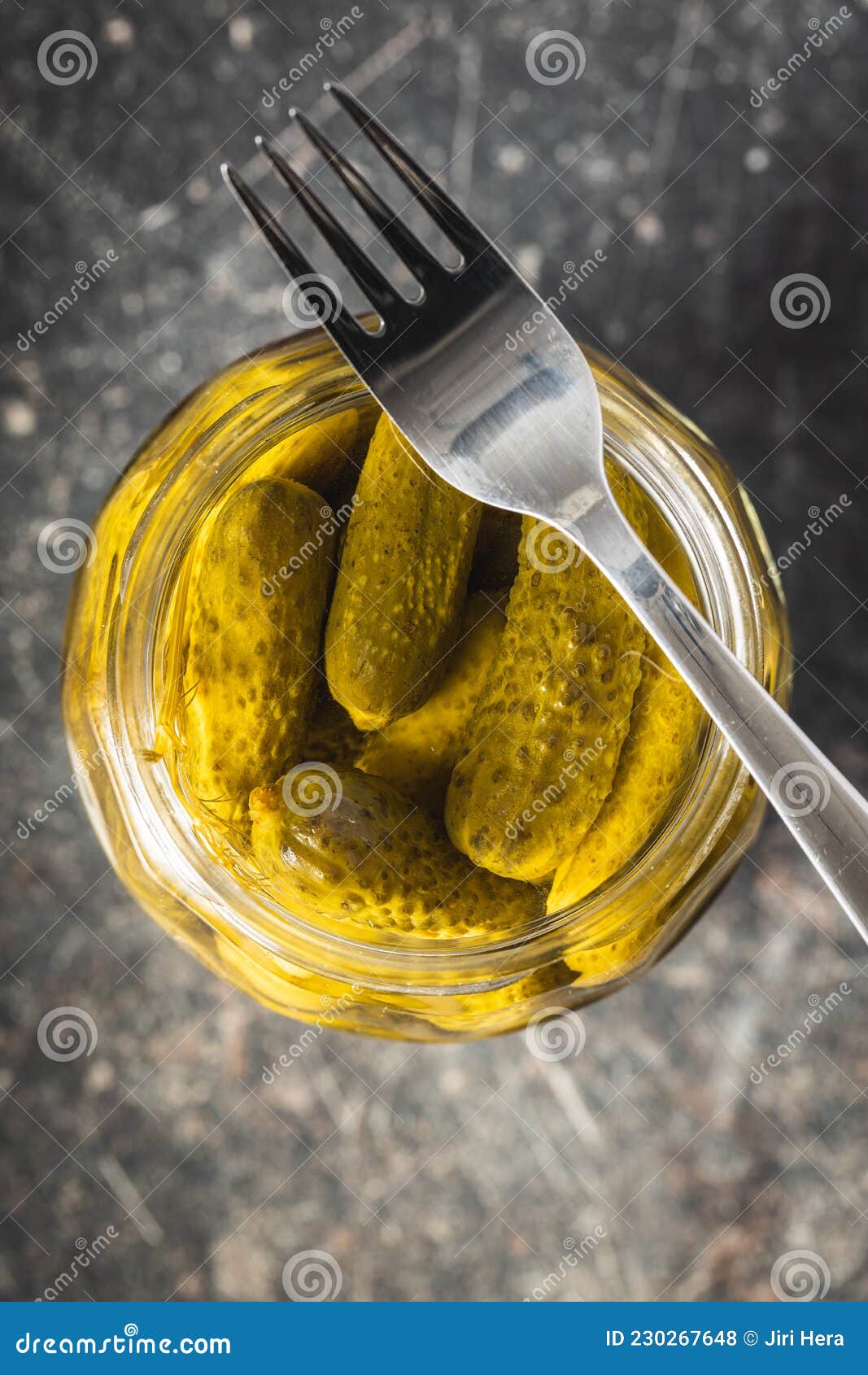 Small Pickles. Marinated Pickled Cucumbers in Jar Stock Photo - Image ...