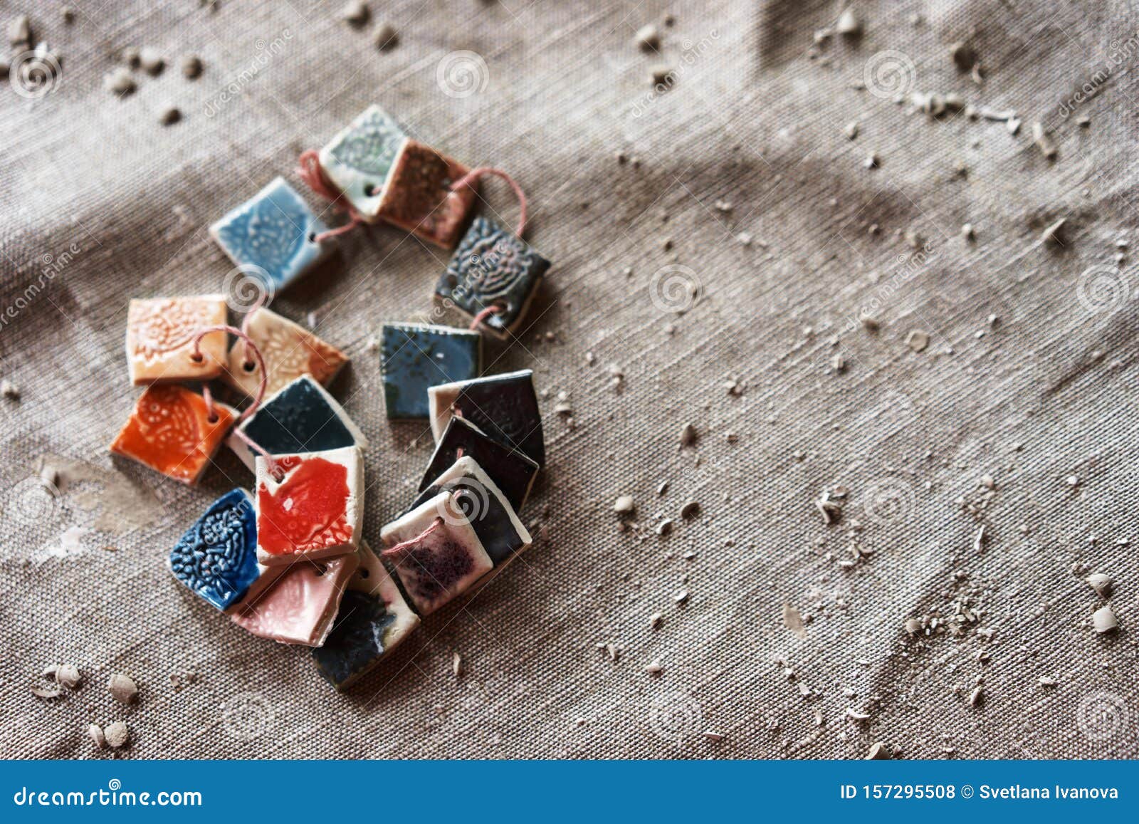 Small Pieces of Ceramics with Samples of Drawings and Paints for ...